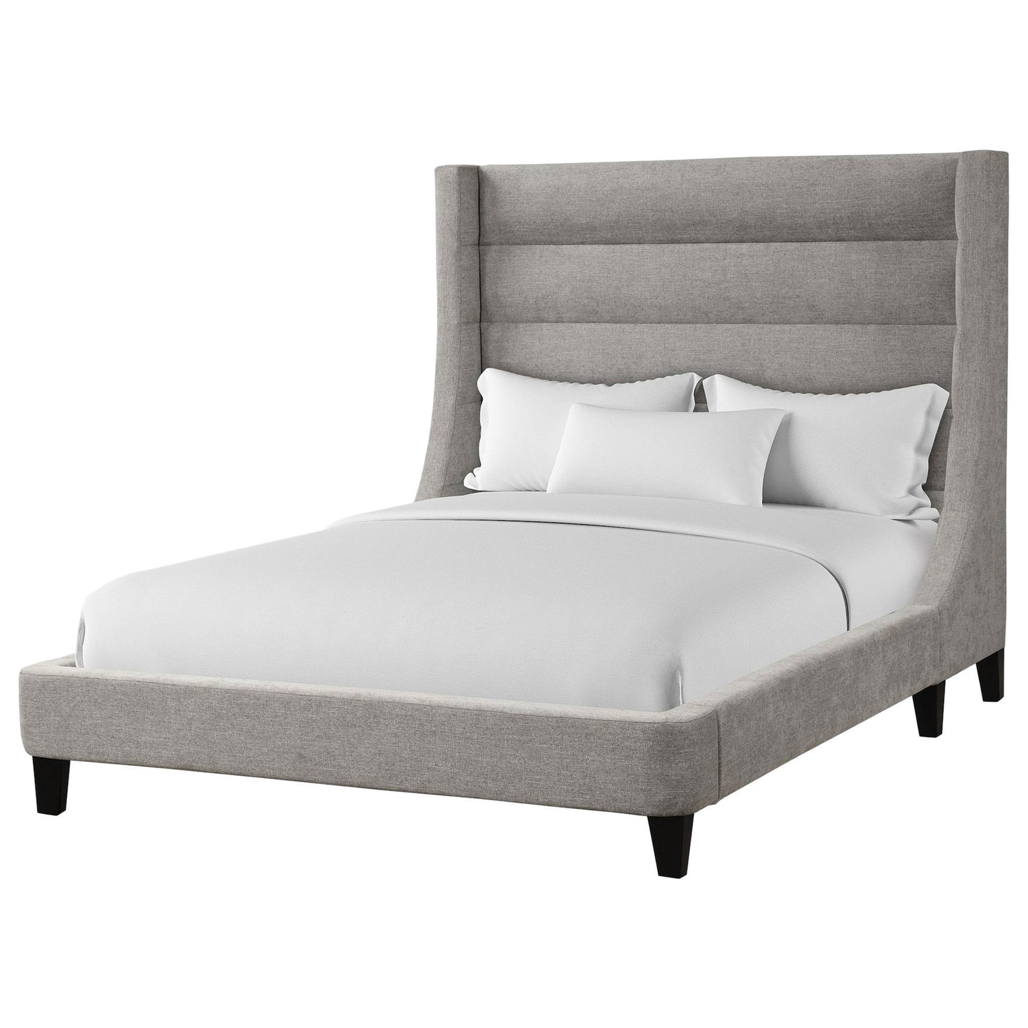 Simeon Collection Jacob Queen Upholstered Bed in Luxe Light Grey