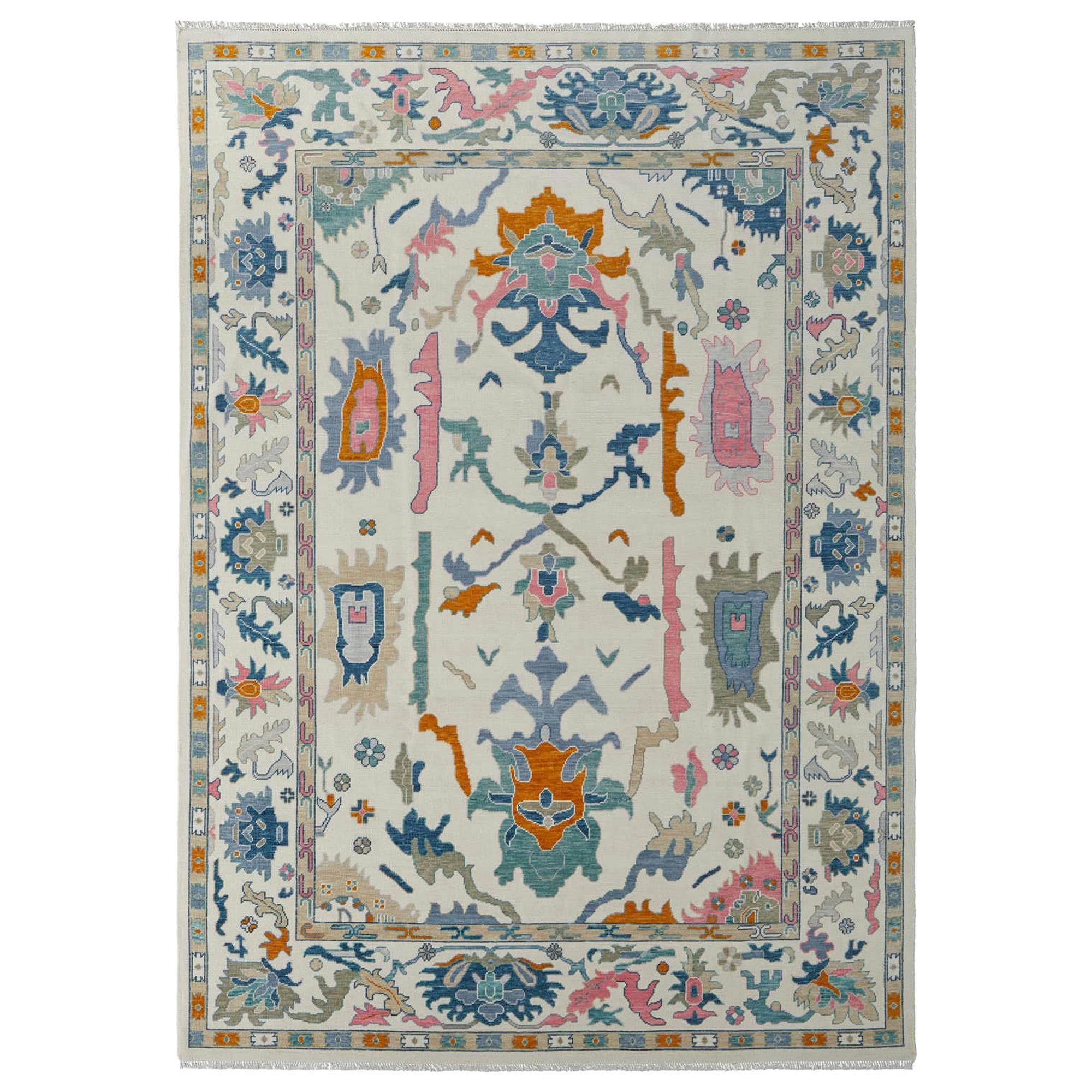 Feizy Karina 2' x 3' Ivory, Blue and Pink Area Rug