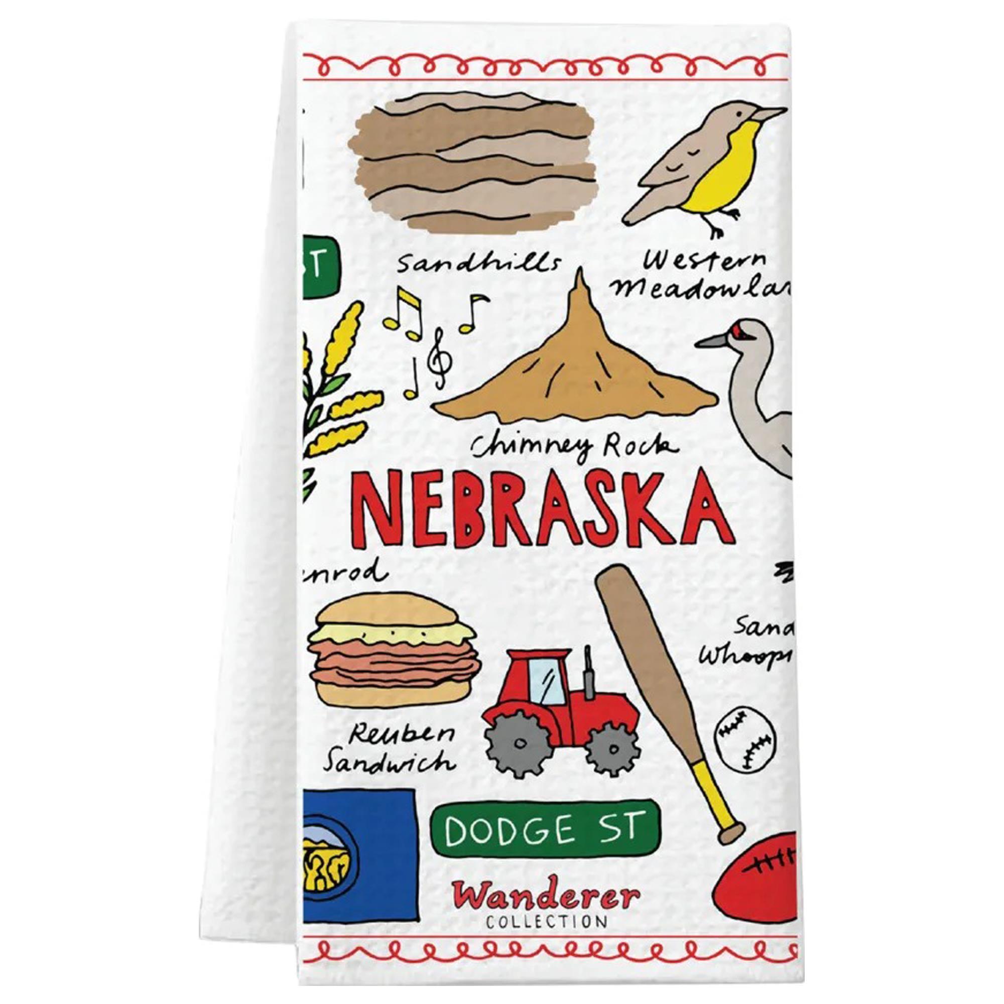 1 Brilliant Gift Wanderer Nebraska Dish Towel in White