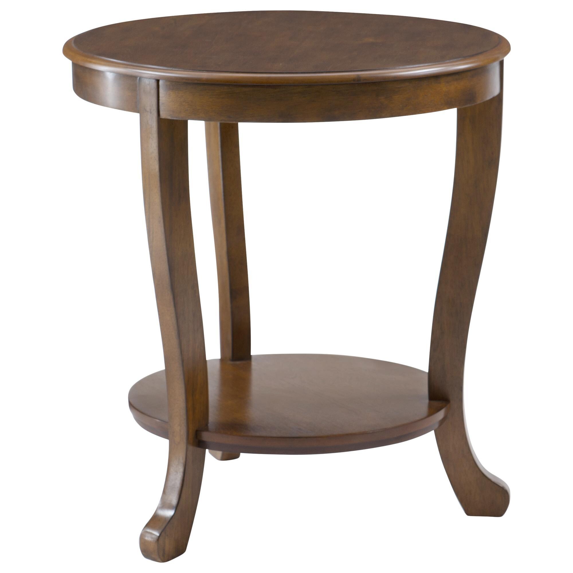 Linon Home Decor Aubert Round Side Table in Hazelnut