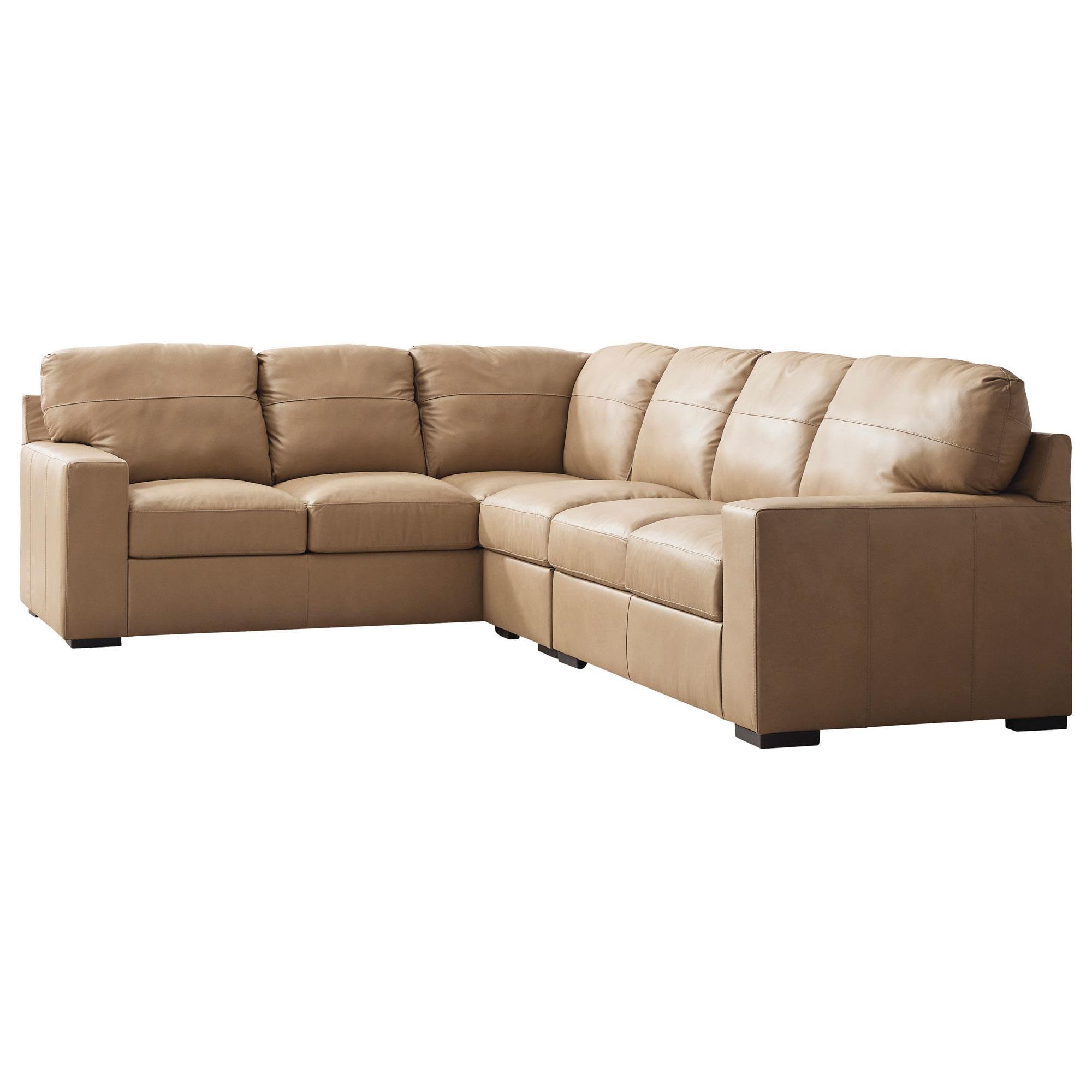 Ashley 3-Piece Leather Sectional in Brown