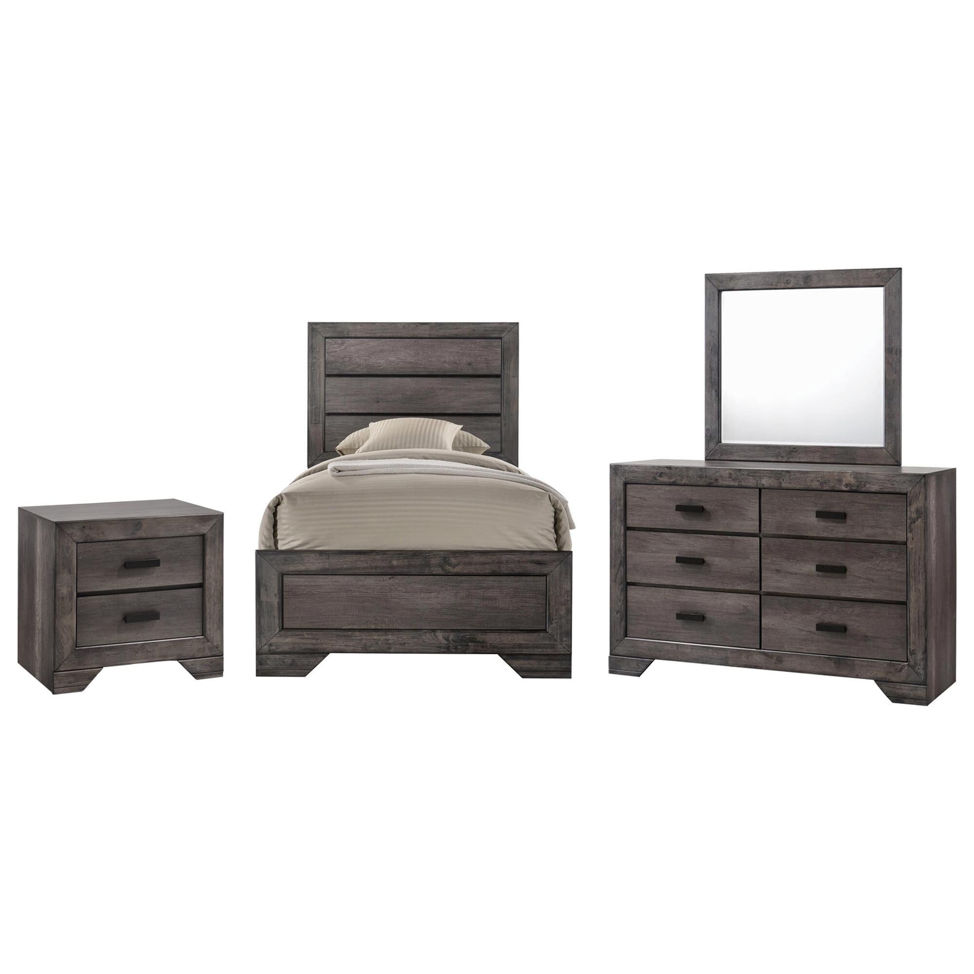 Mayberry Hill Nathan 4-Piece Twin Bedroom Set in Gray Oak