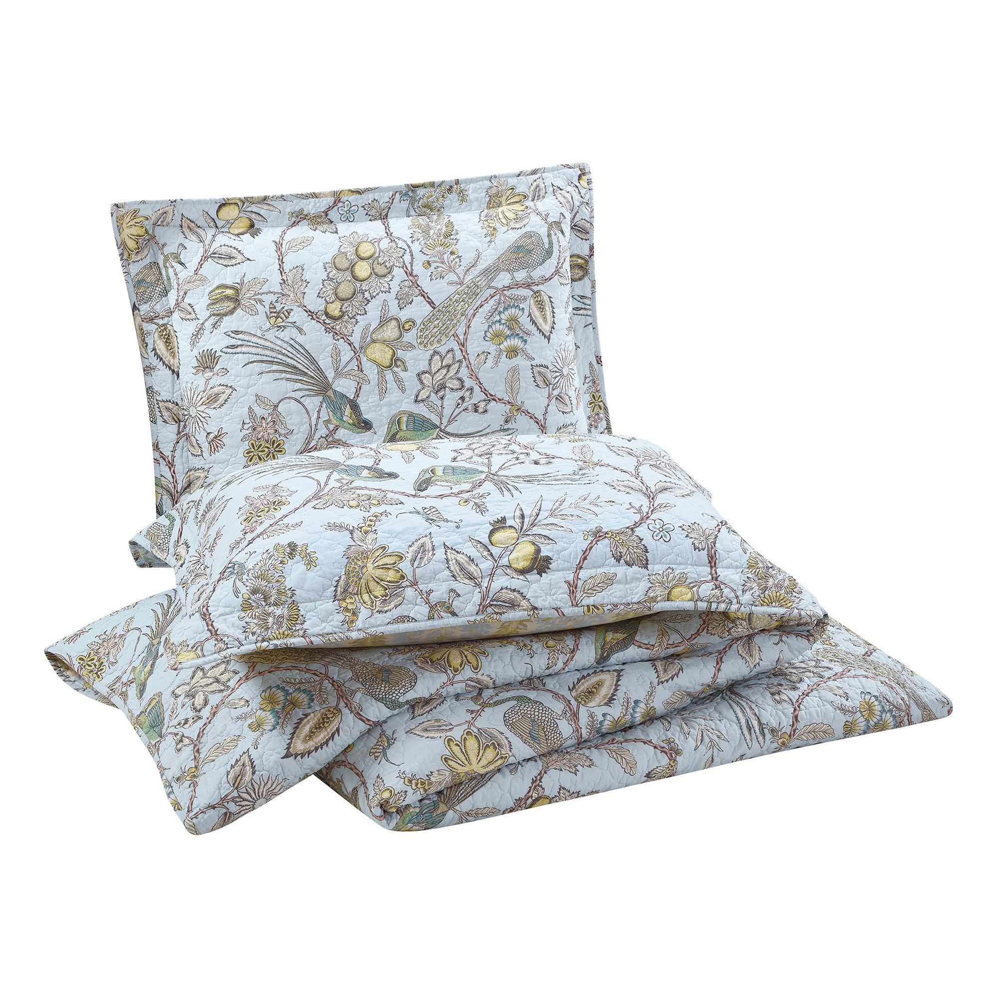 Peking Handicraft Sugar Mill Peacock 3-Piece Full/Queen Quilted Bedding ...