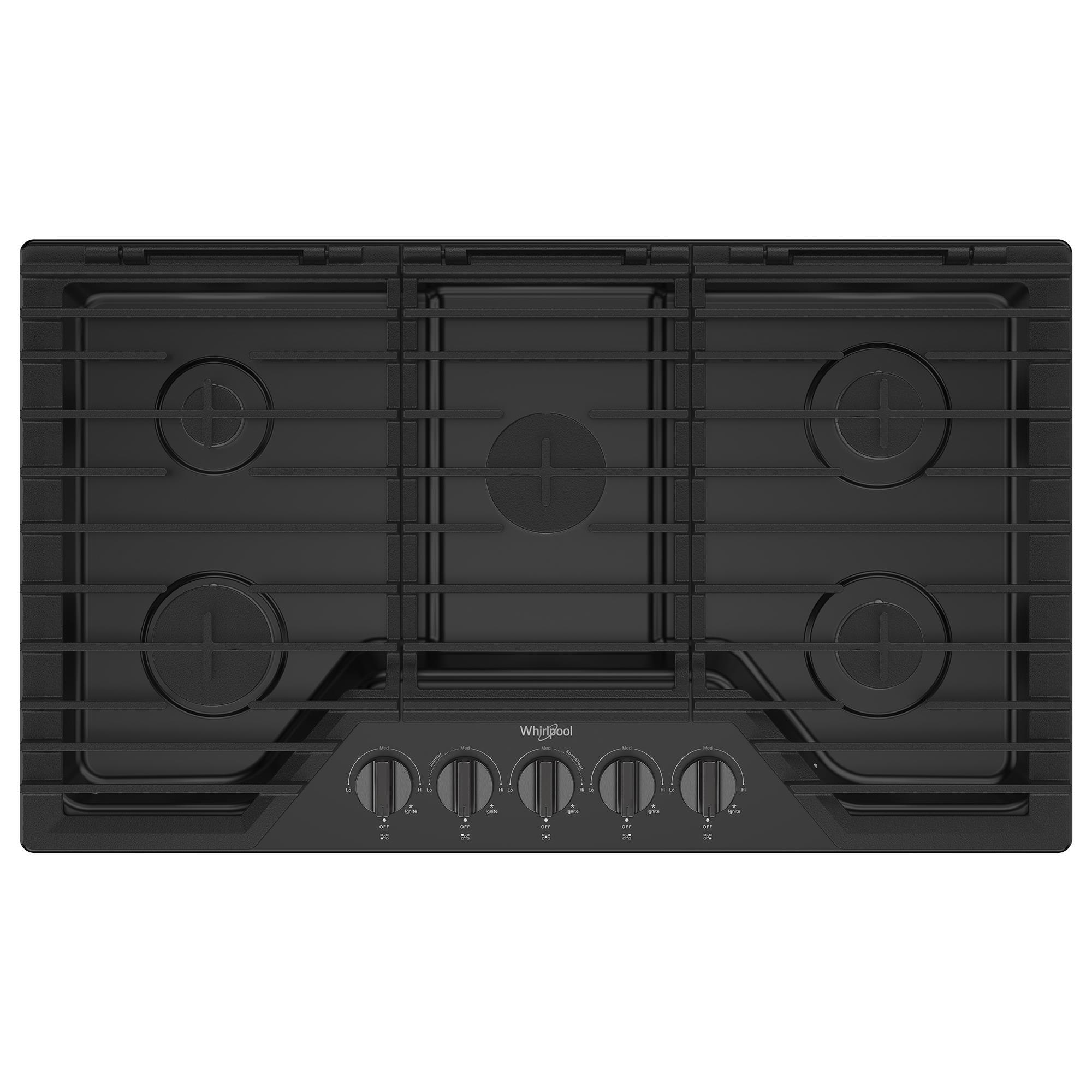Whirlpool 36" Gas Cooktop with 5 Burner in Black Stainless | Shop NFM