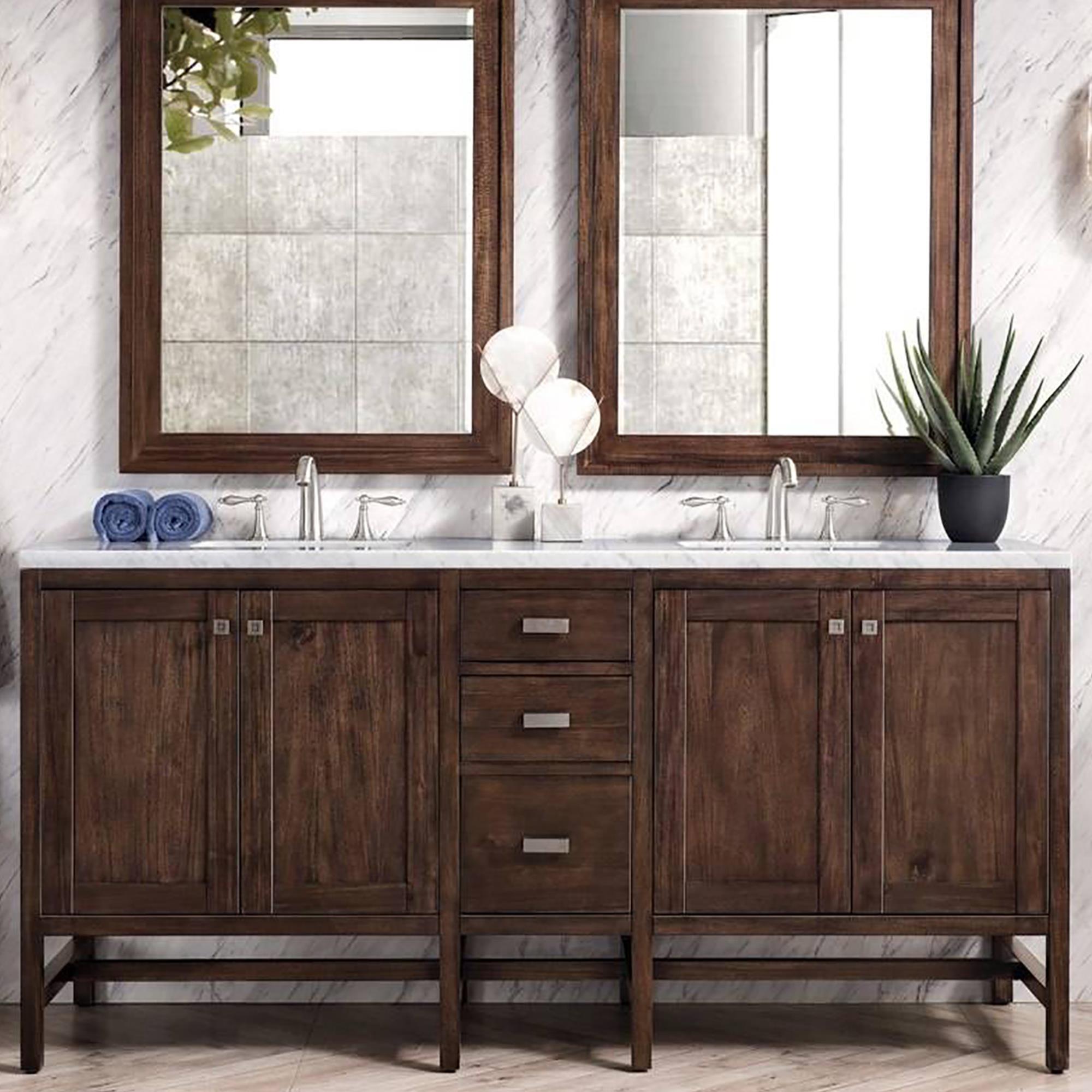 James Martin Addison 72" Double Bathroom Vanity in Brown with 3cm ...