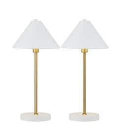 Anthony California 21" Table Lamp in White and Gold (Set of 2)