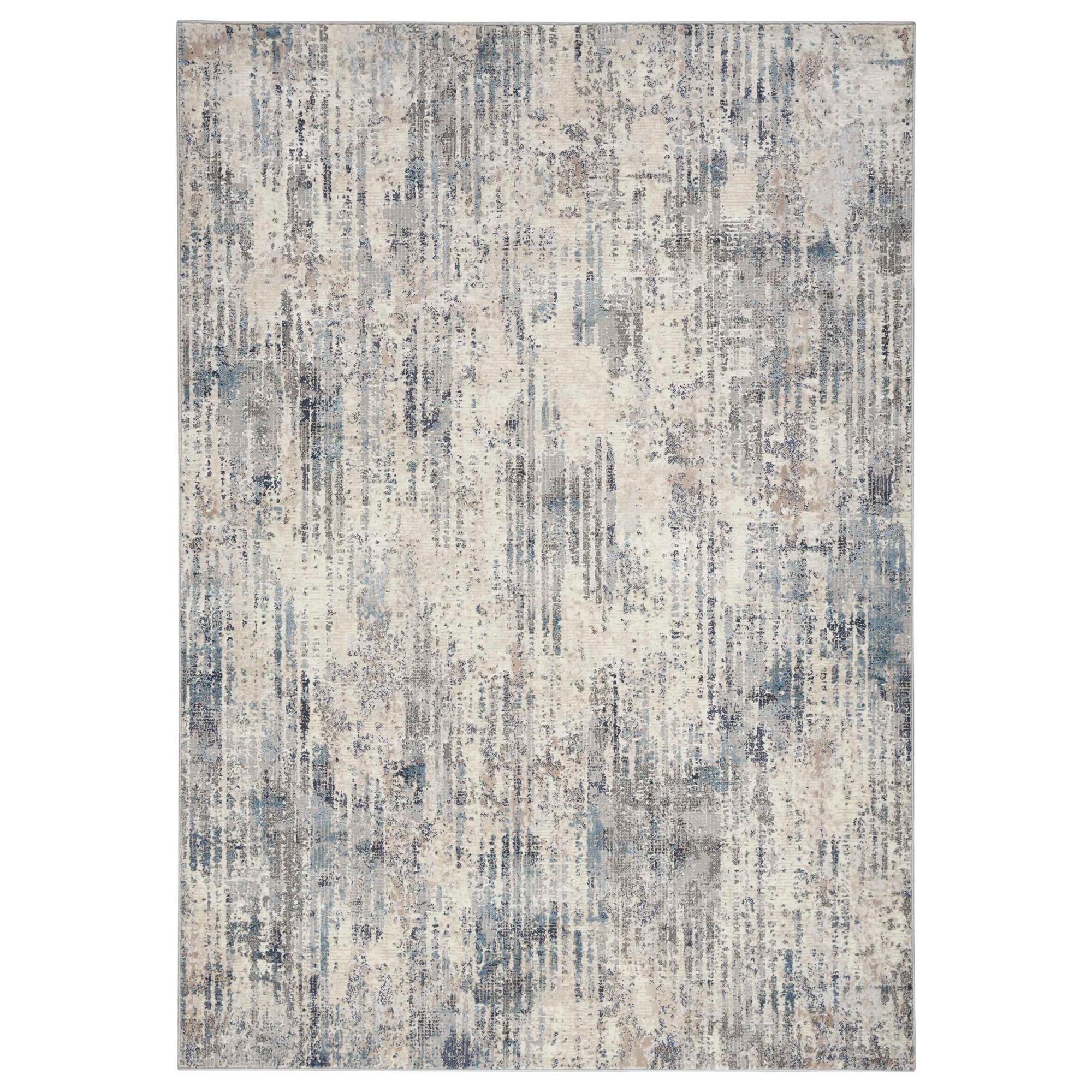 Nourison Infinity IFN04 4' x 6' Ivory, Grey and Blue Area Rug