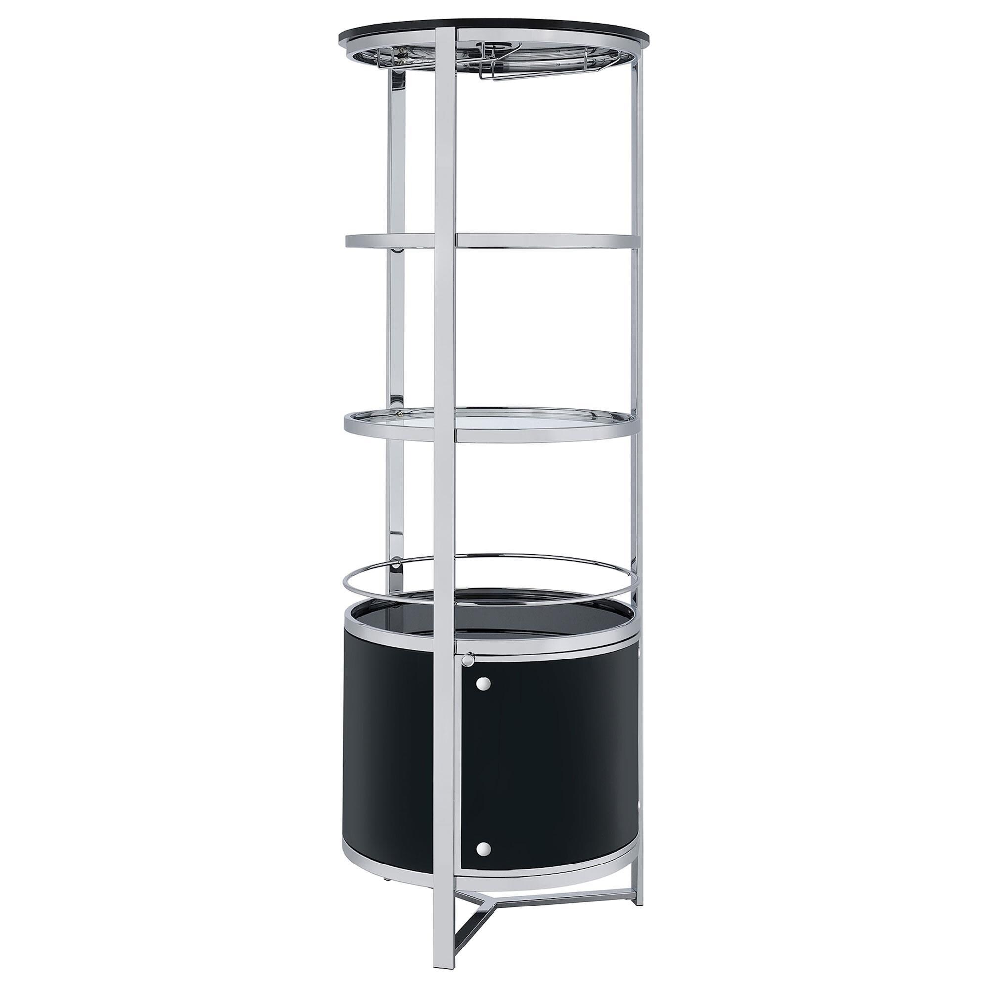 Mayberry Hill Lalia Wine Cabinet in Black and Chrome