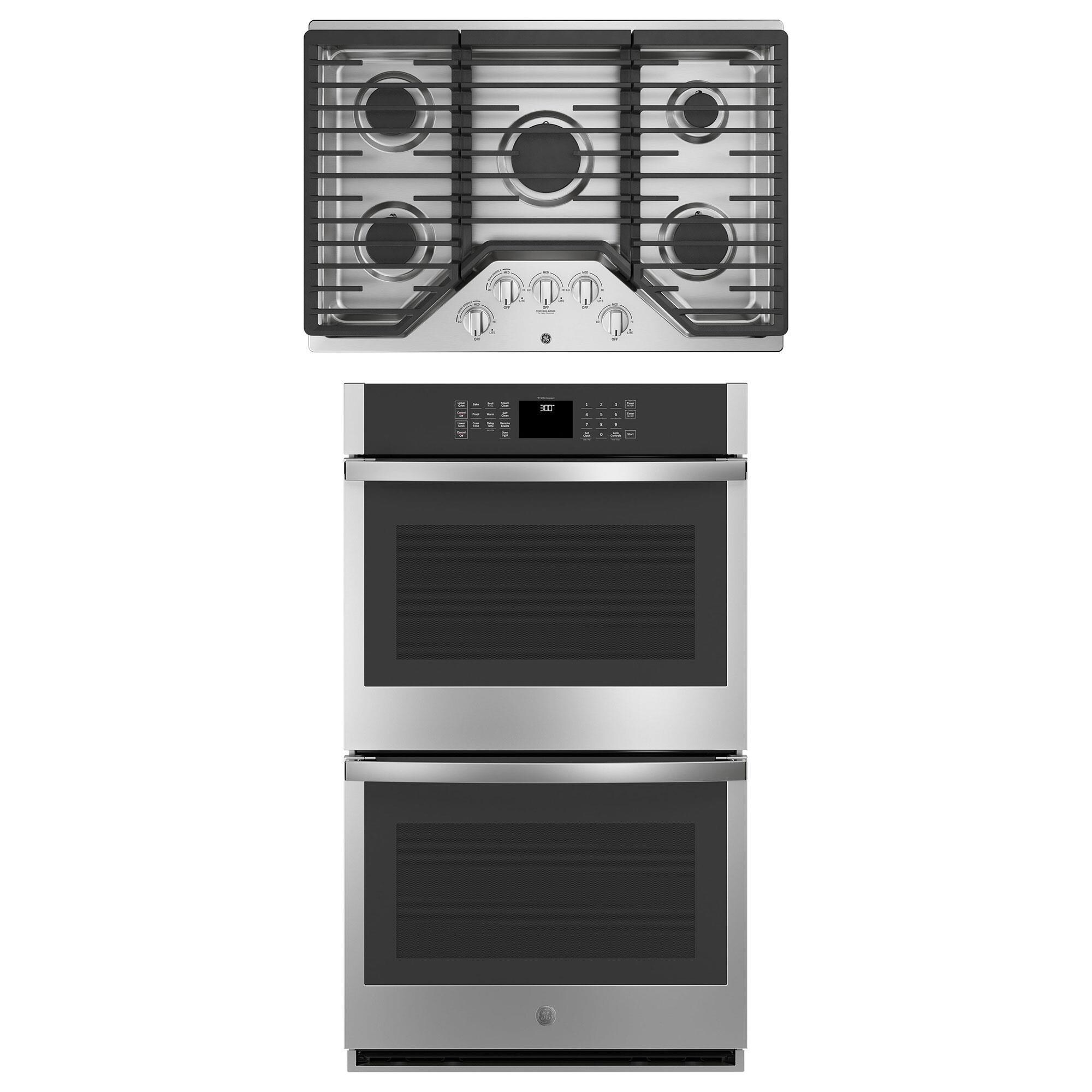 GE Appliances 2-Piece Kitchen Package with 30" Double Wall Oven and Gas ...
