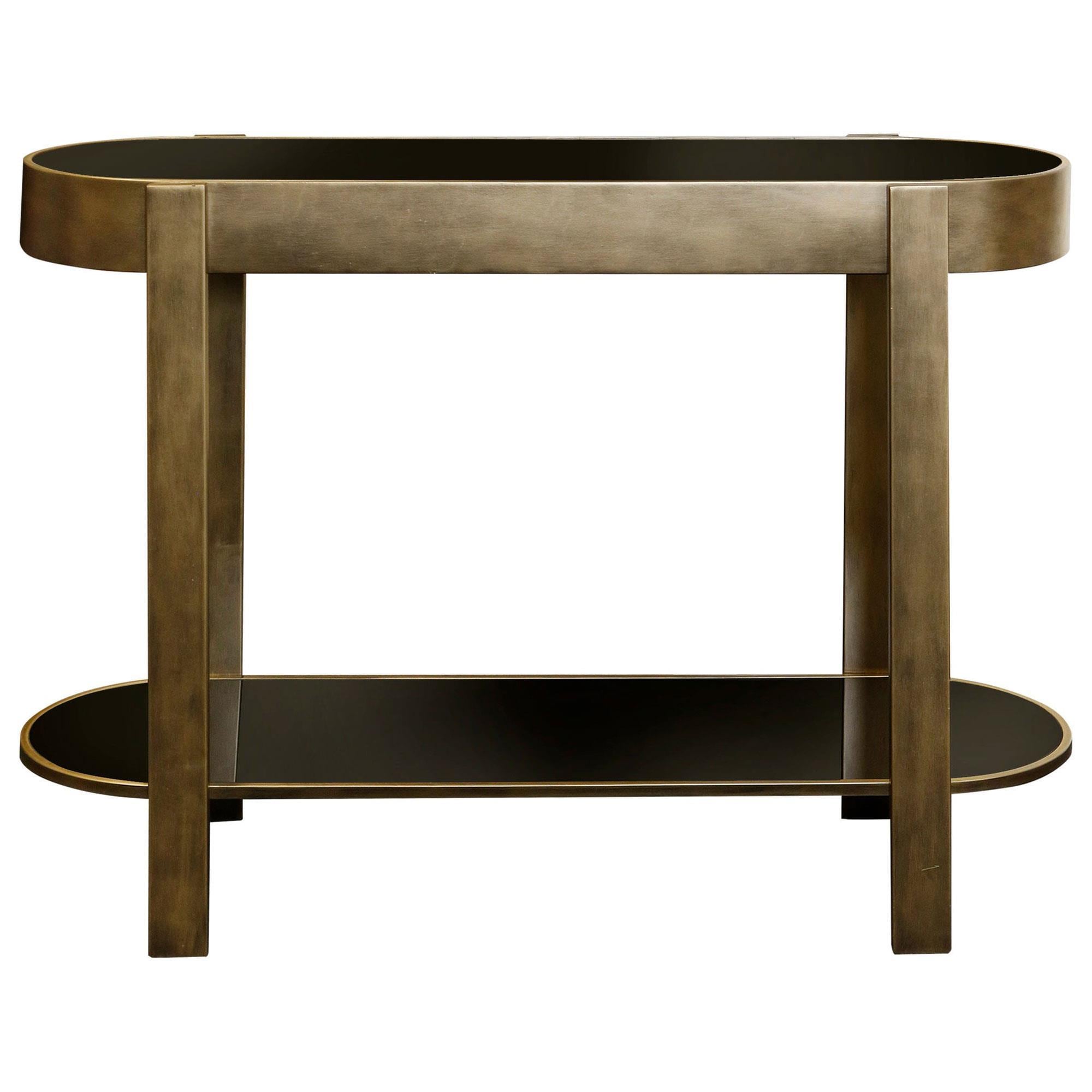Flair Industries Oval Console Table in Black and Gold