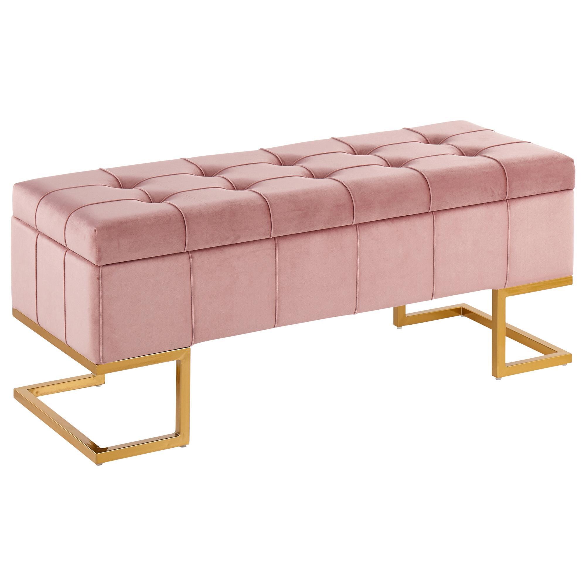 Lumisource Midas Storage Bench in Pink/Gold
