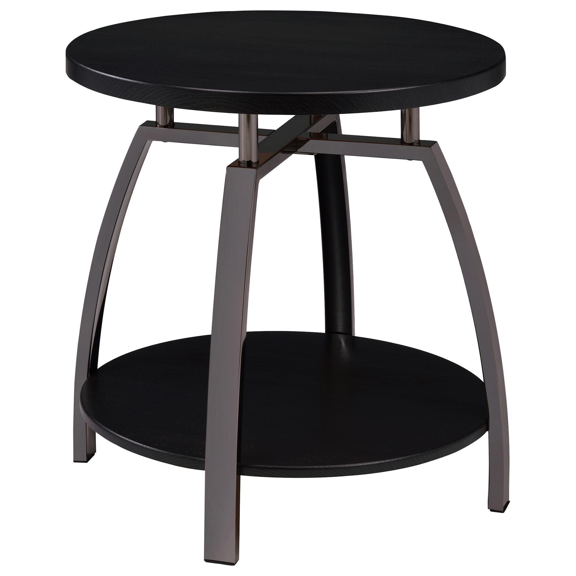 Pacific Landing Round End Table in Dark Grey and Black Nickel | NFM