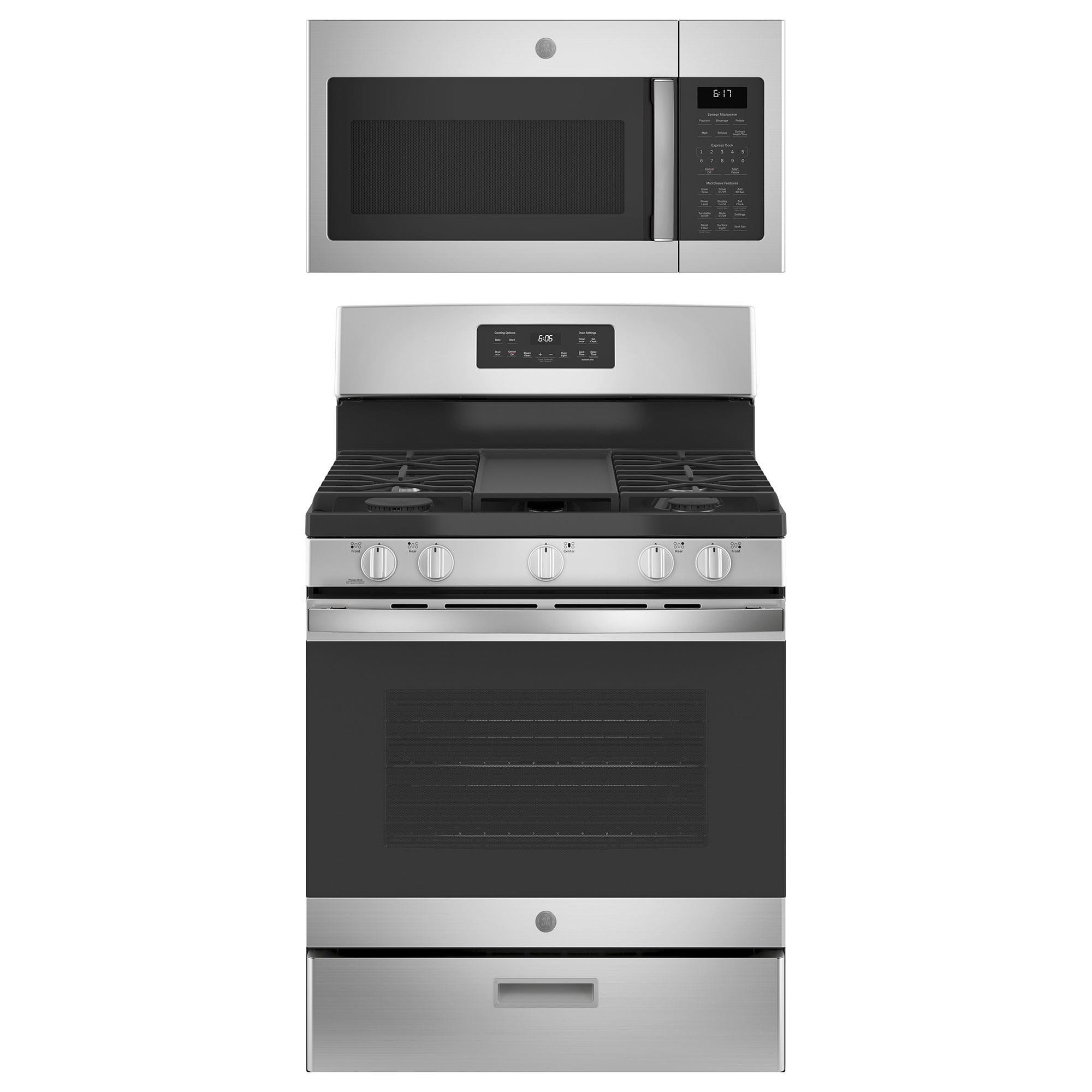 GE Appliances 2-Piece Kitchen Package with 30" Free-Standing Gas Range ...