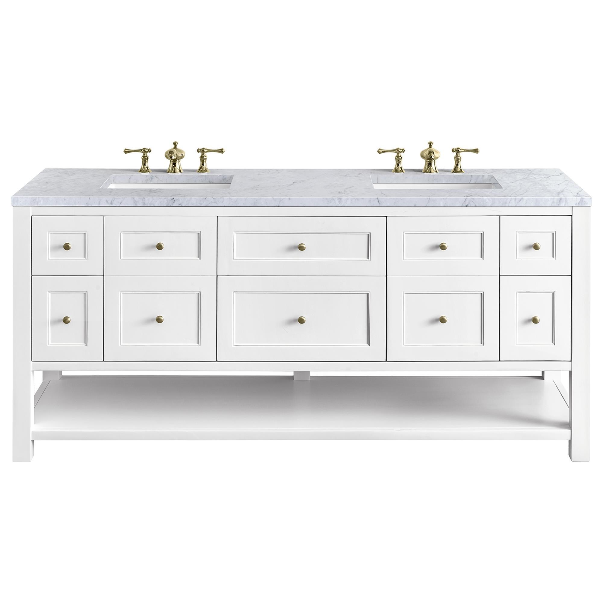 James Martin Breckenridge 72" Double Bathroom Vanity in Bright White ...
