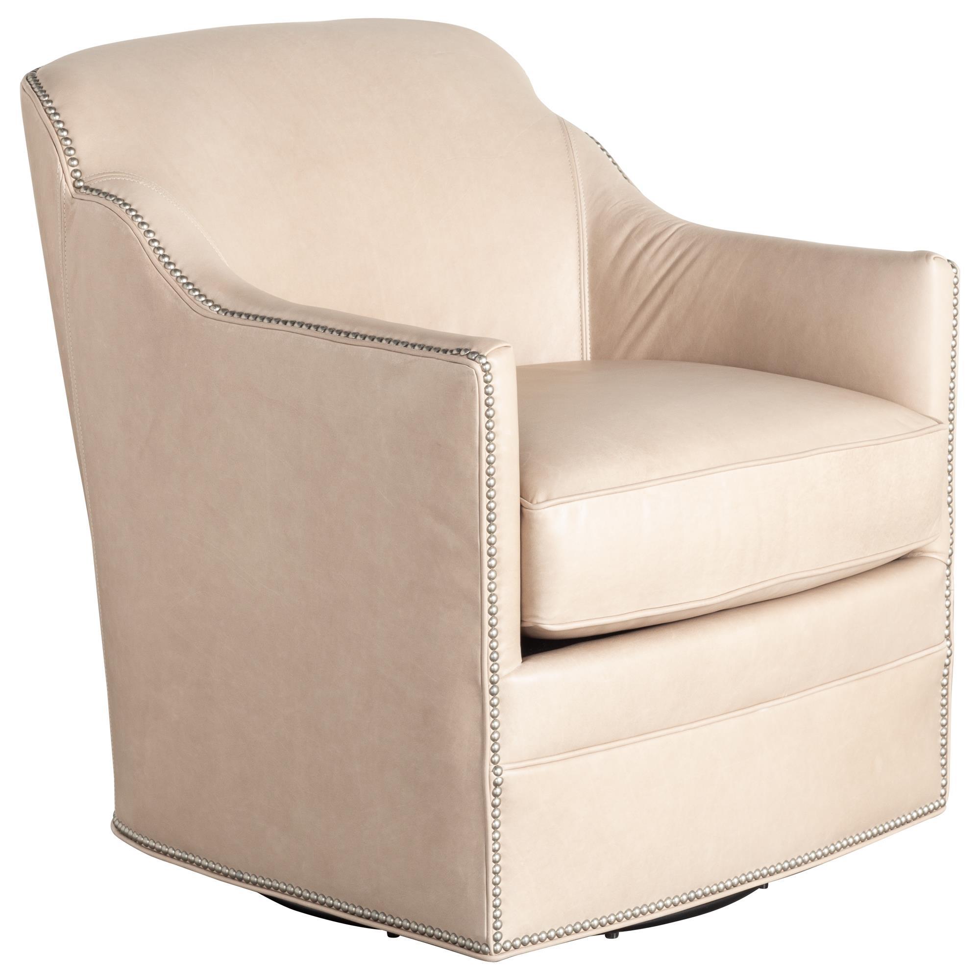 Massoud Furniture Heath Leather Swivel Chair in Berkshire Smoke