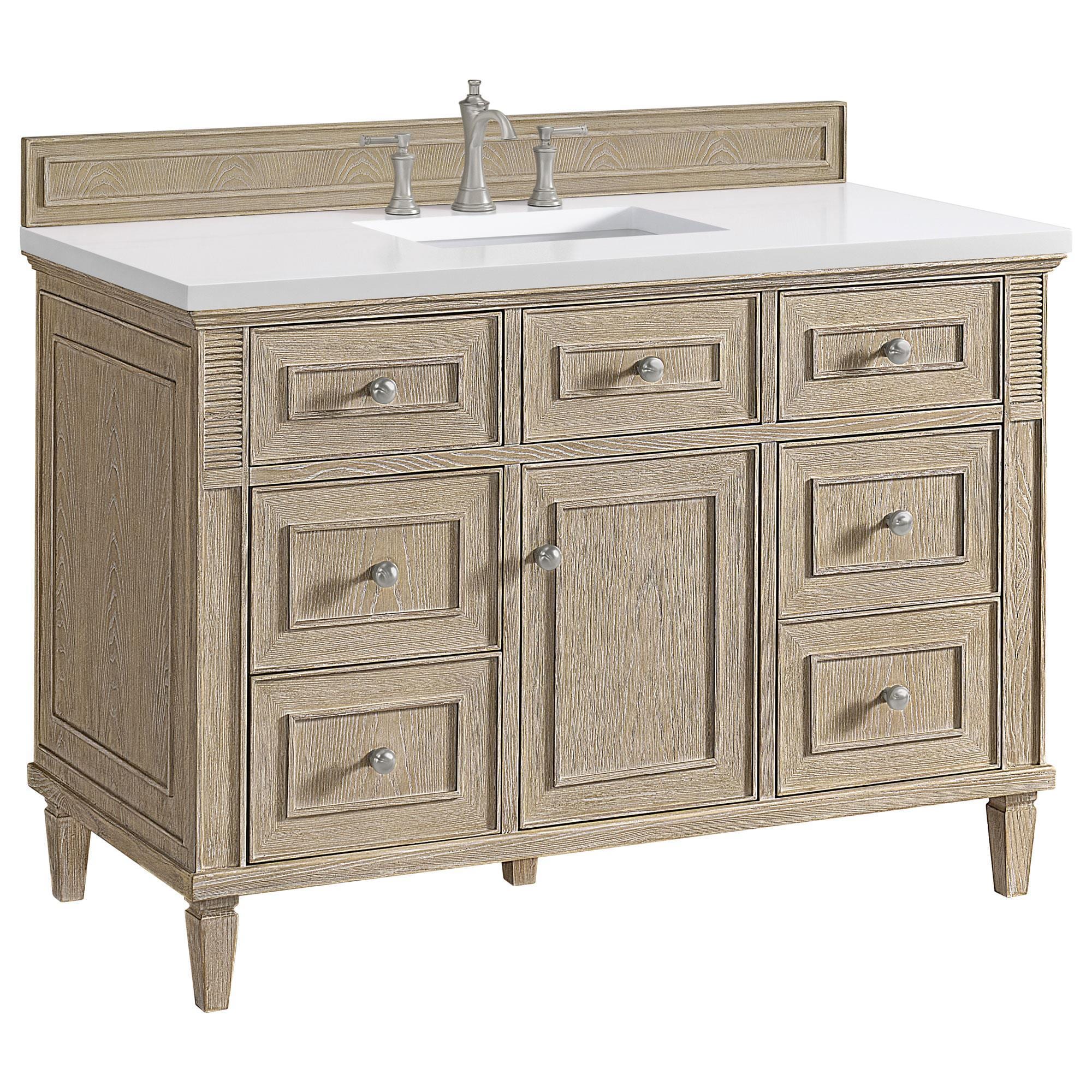 James Martin Lorelai 48" Single Vanity in Whitewashed Oak with Single ...
