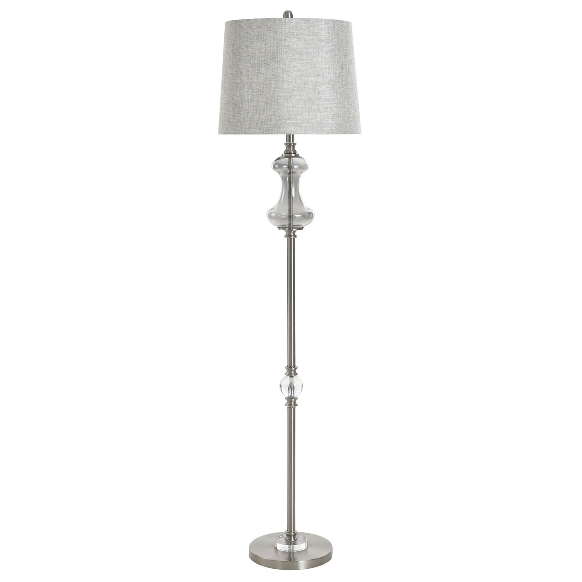 Flair Industries 63" Steel Floor Lamp in Brushed Nickel and Silver