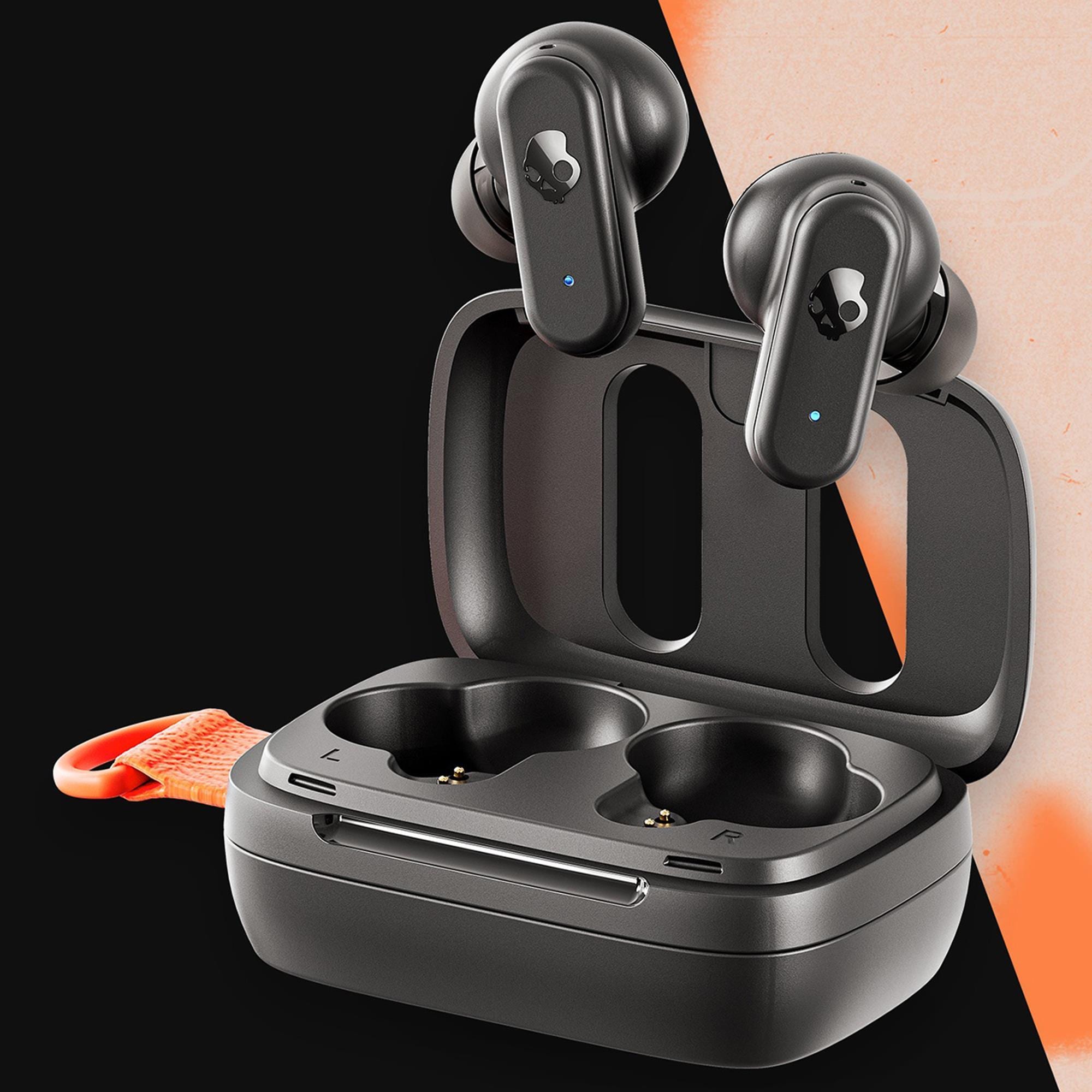 Skullcandy Dime 3 True Wireless Earbuds in True Black and Orange Glow