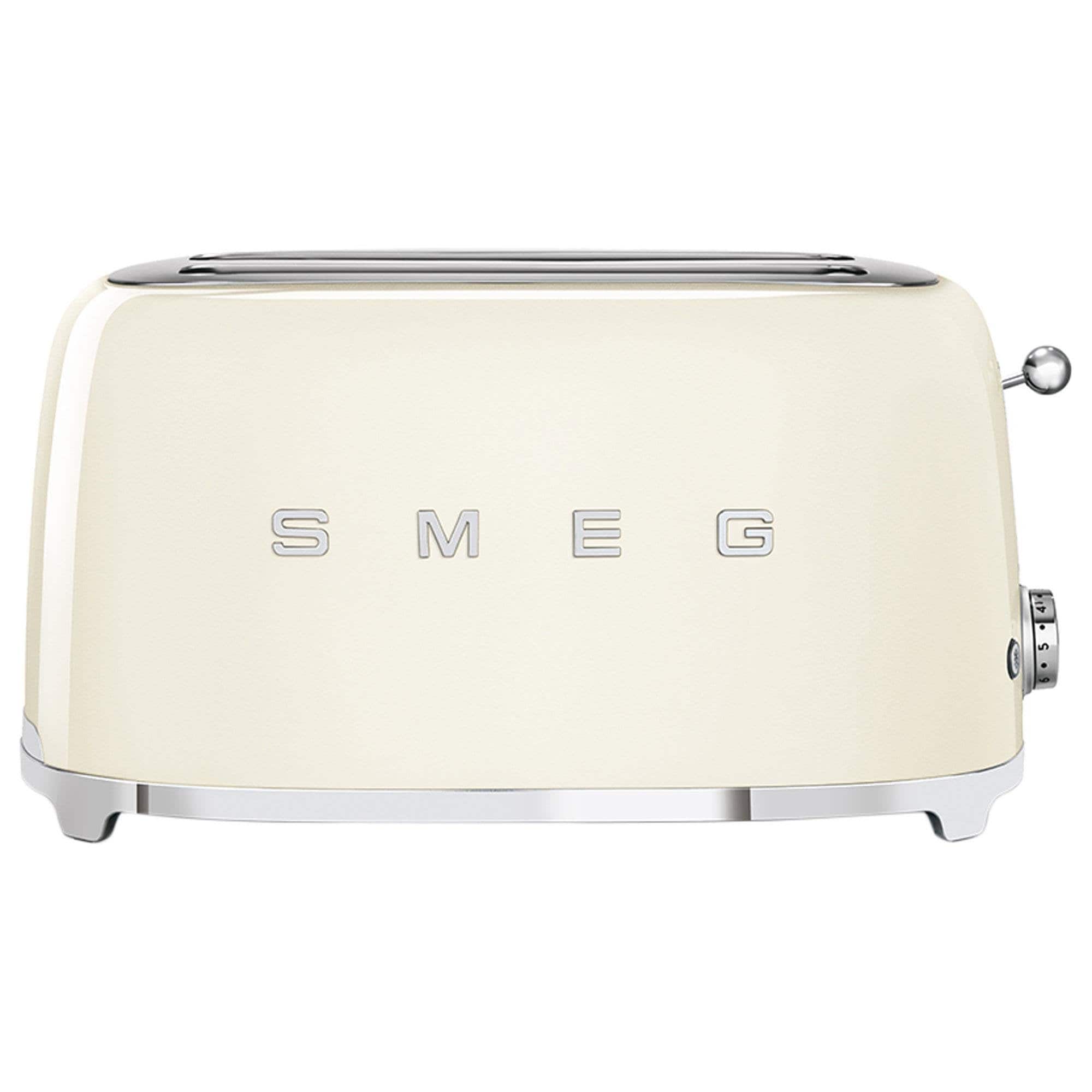 SMEG 4-Slice Retro Style Toaster in Cream and Stainless Steel