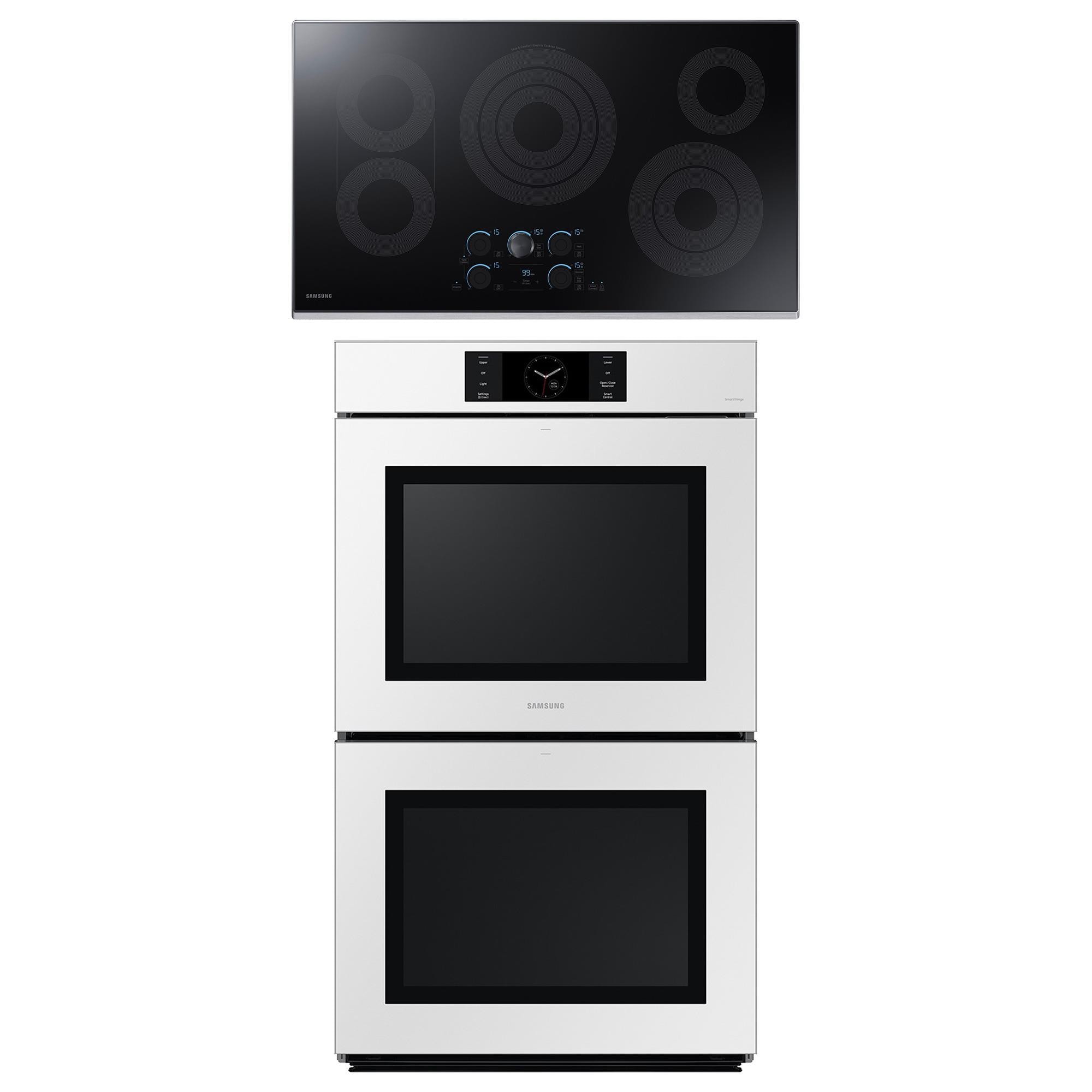 Samsung 2-Piece Kitchen Package with White 30" Double Wall Oven and ...