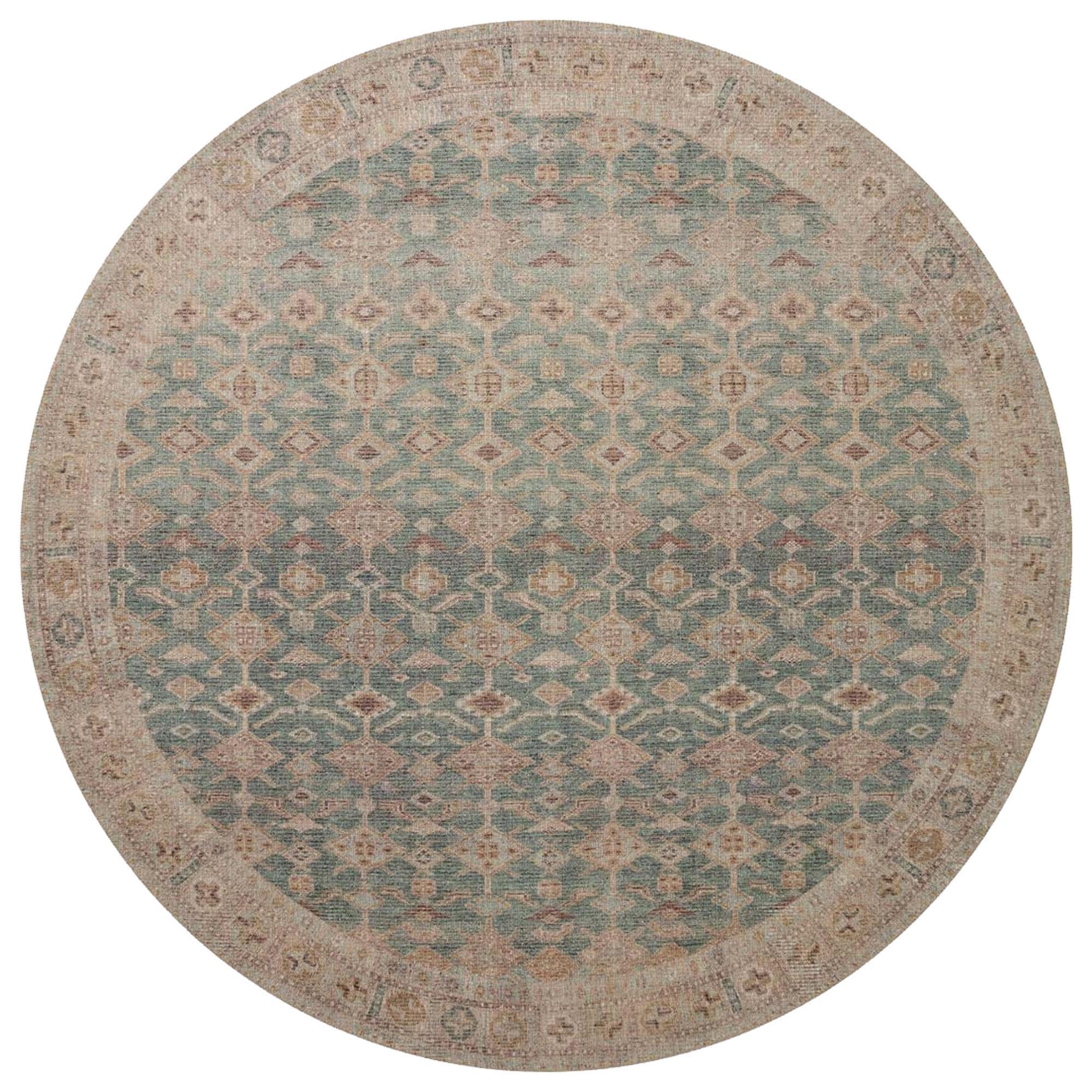 Angela Rose Aubrey 7'6" Round Aqua and Sand Area Rug