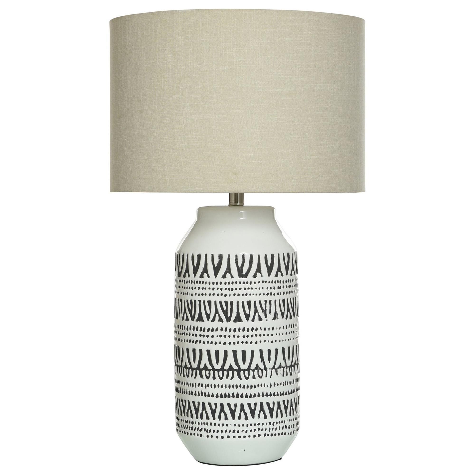 Flair Industries Patterned Table Lamp in White and Gray