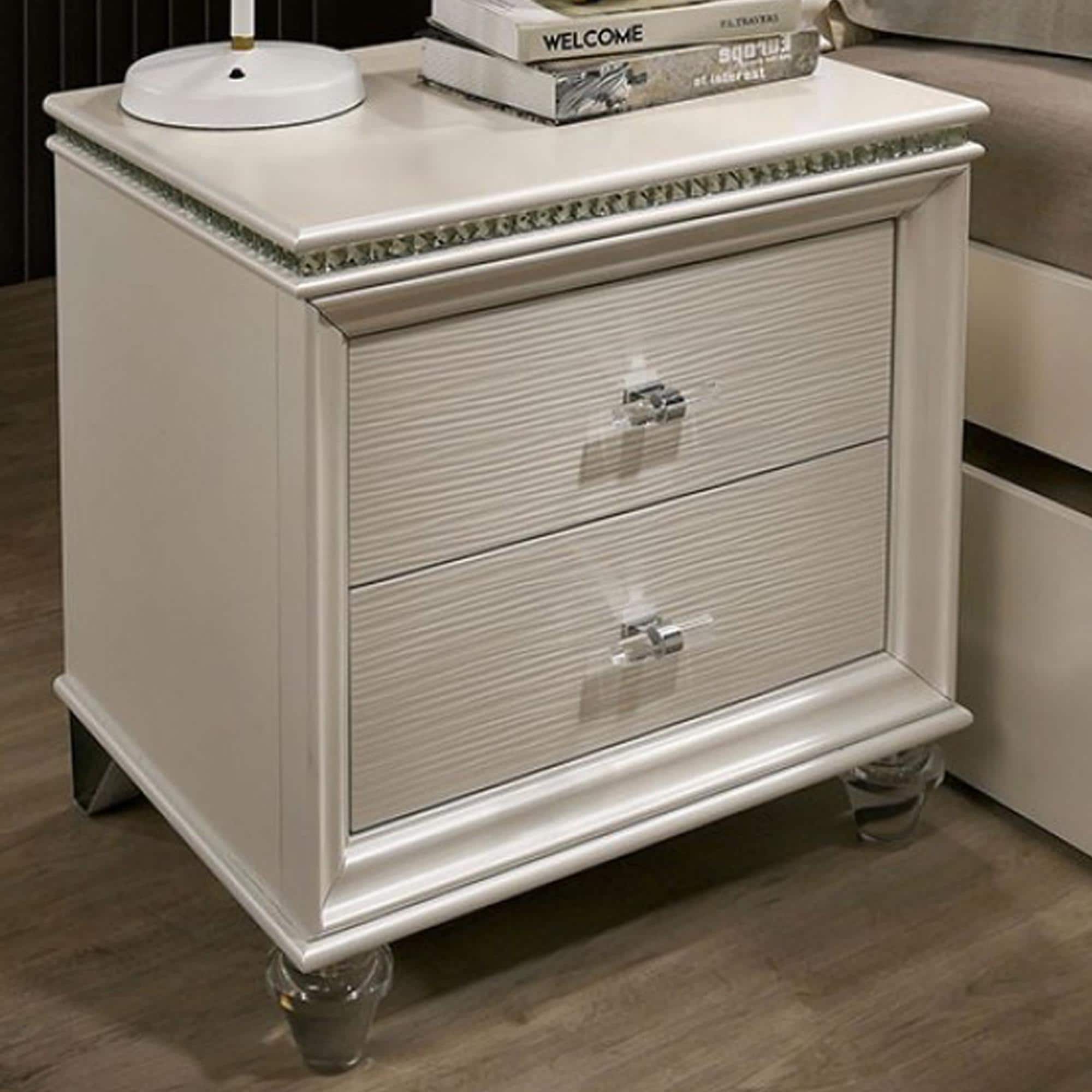 Furniture of America Allie 2-Drawer Nightstand in Pearl White