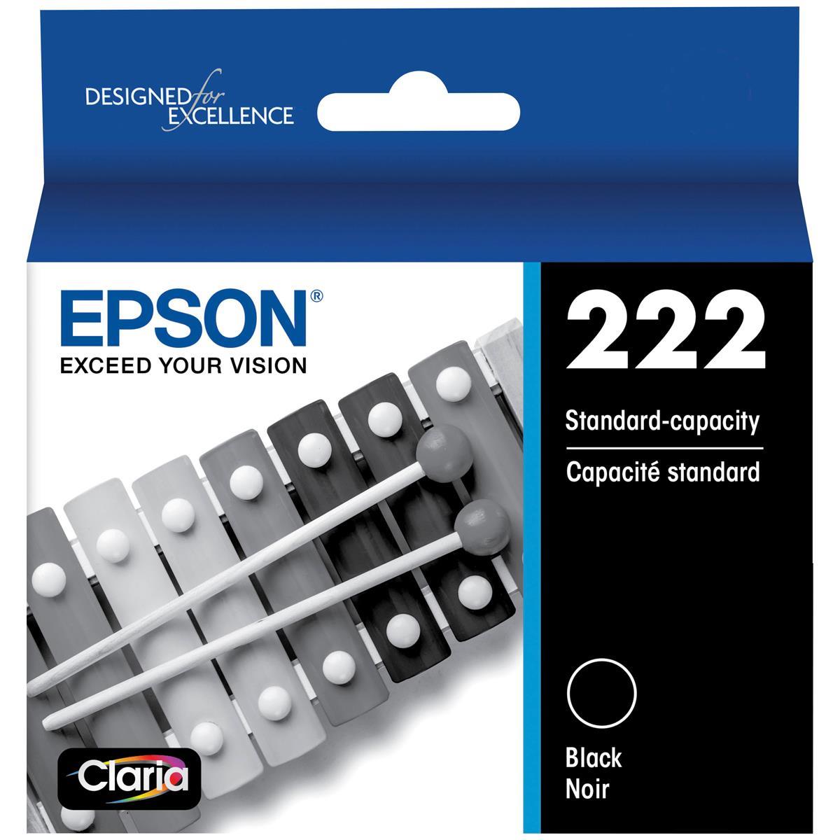 Epson T222 Black Ink Cartridge, Standard Capacity