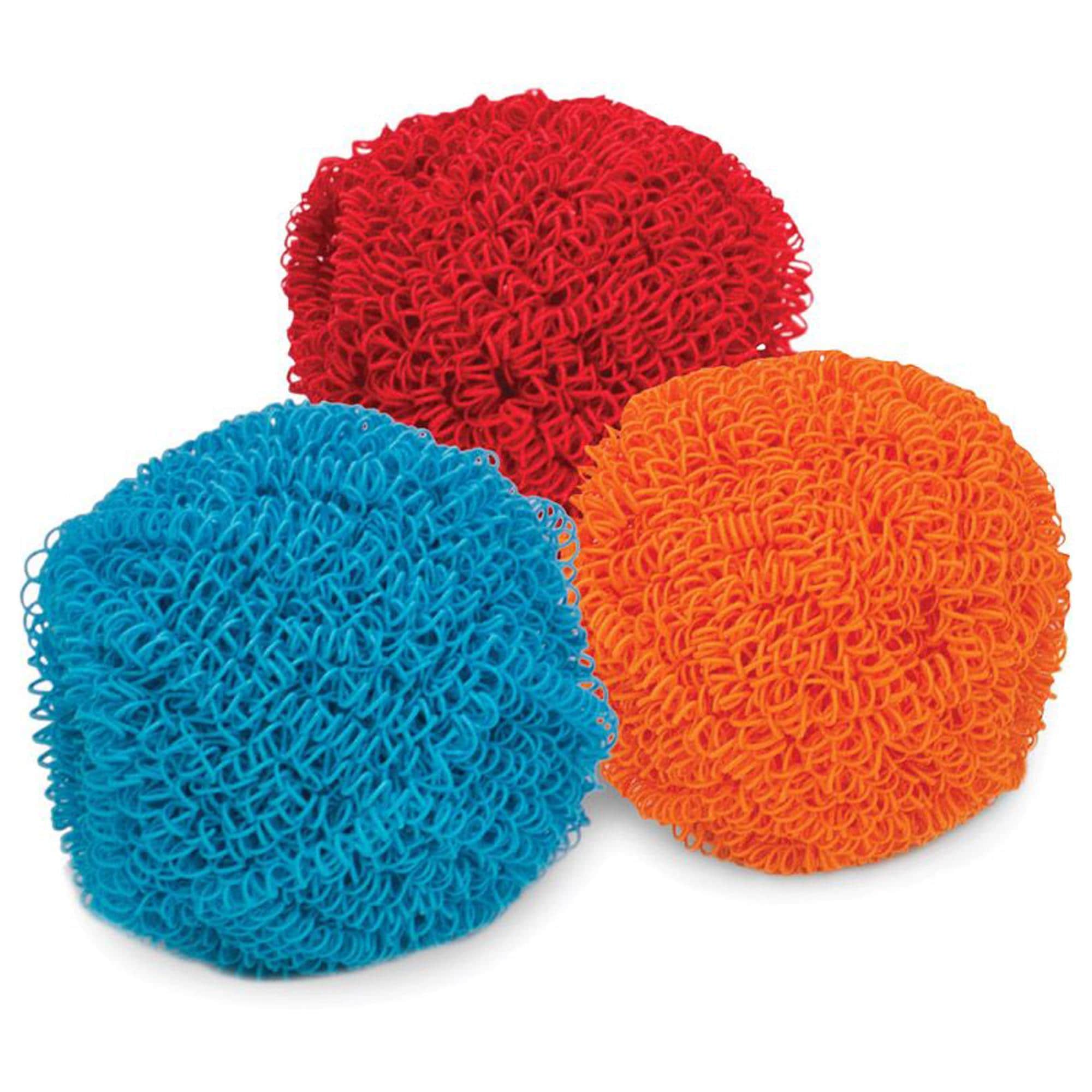 HIC Kitchen Scratch-Resistant Scourer in Red, Orange and Blue