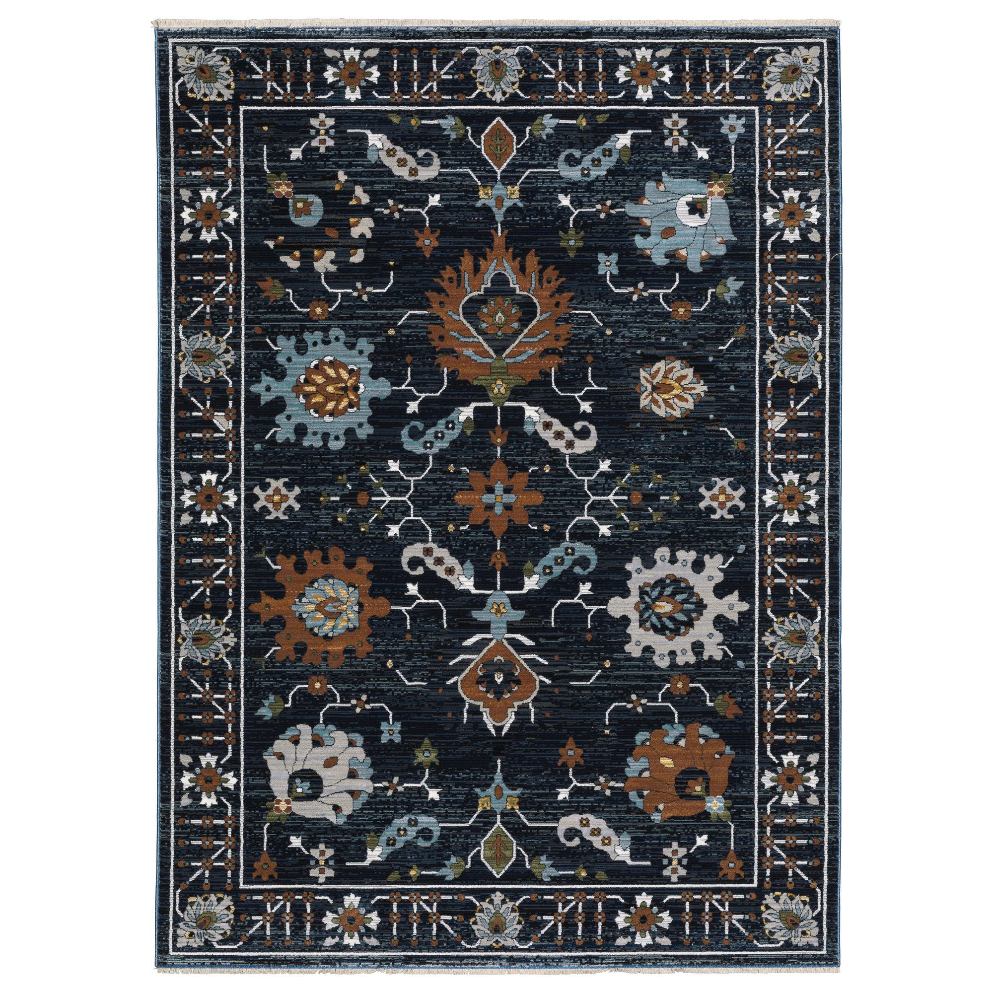Oriental Weavers Keira Blue and Rust 6'7" x 9'6" Area Rug