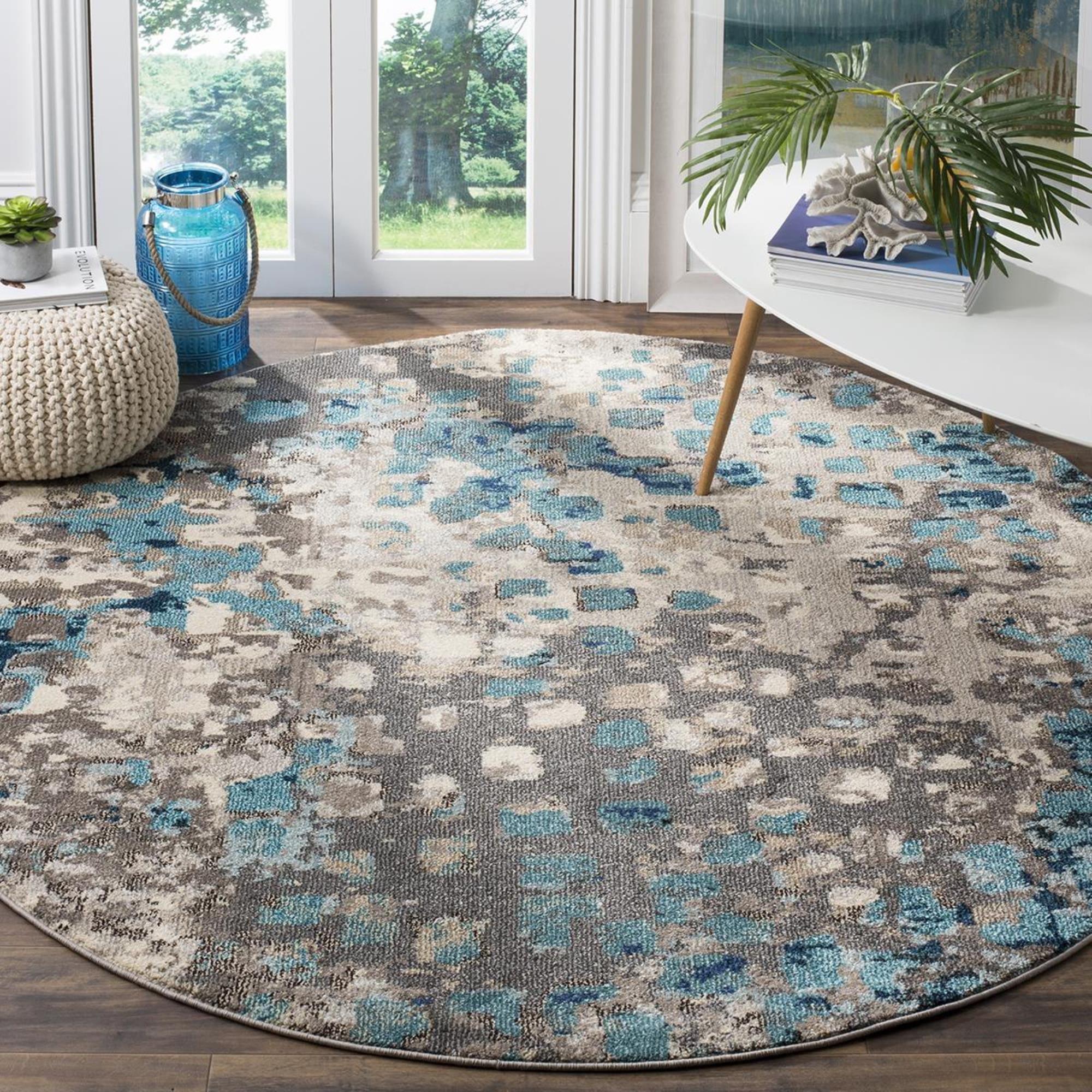 Safavieh Monaco MNC225E-5R 5' Round Grey/Light Blue Round Area Rug
