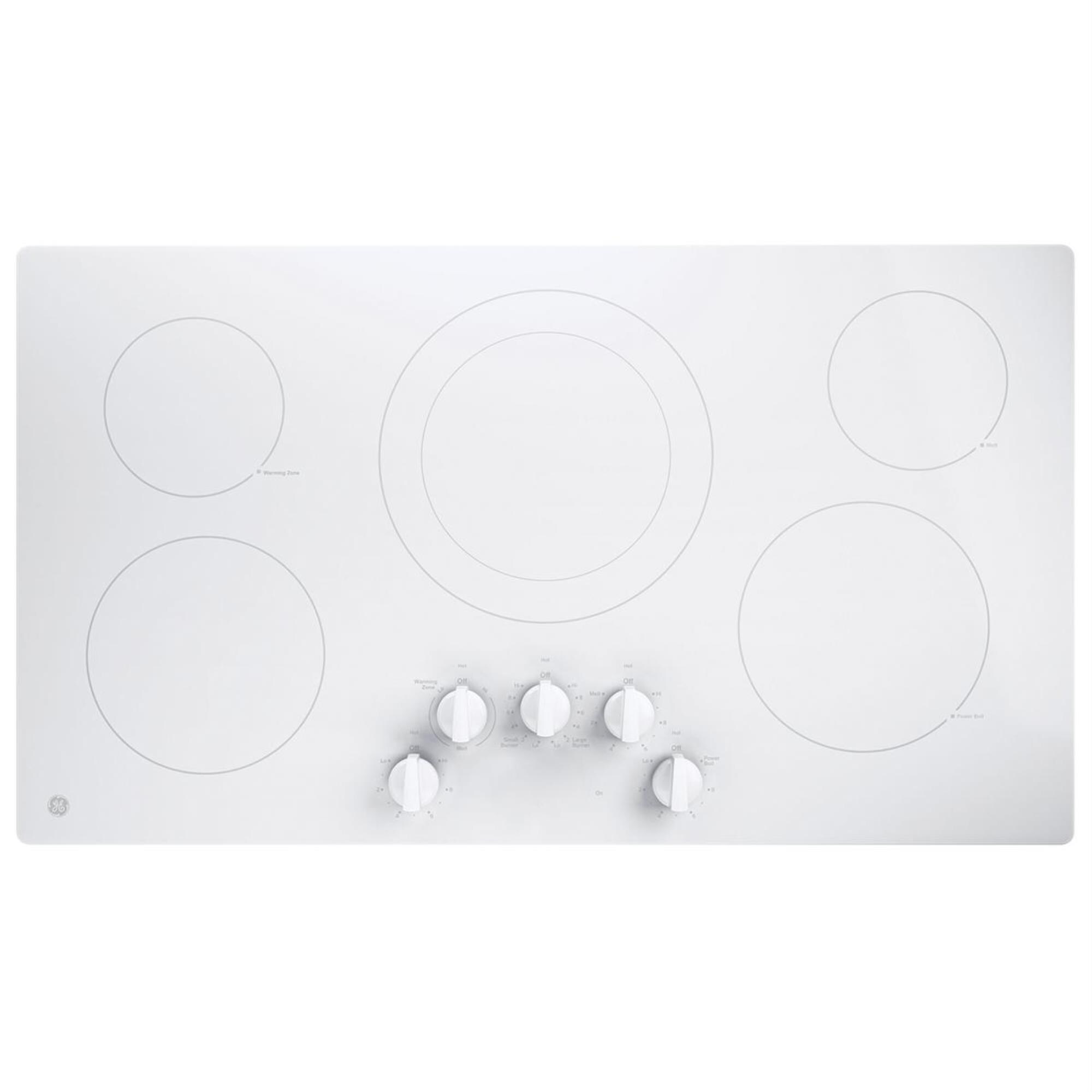 GE Appliances 36" Built-In Knob Control Electric Cooktop in White ...