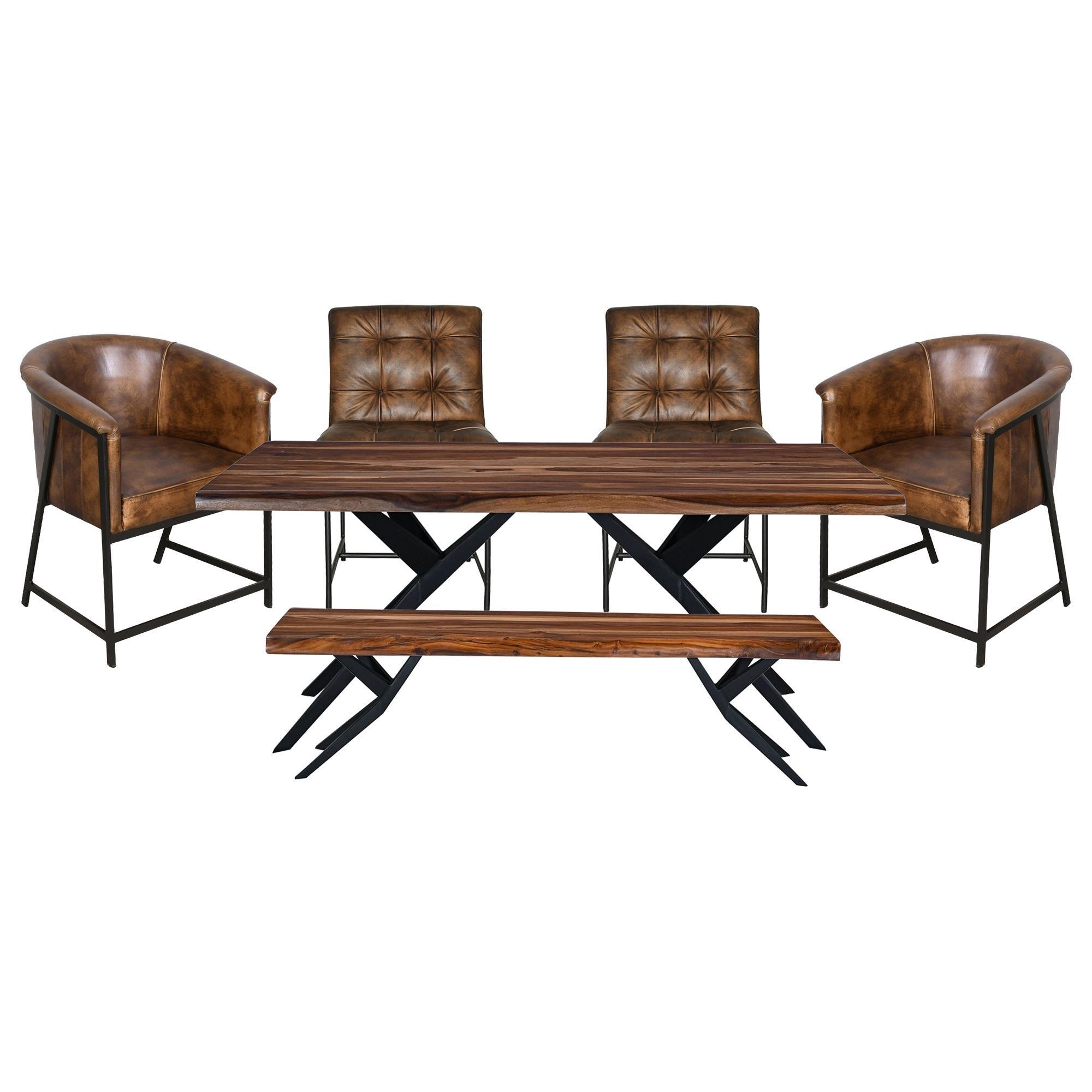 Home Trends & Design Austin Loft/Essex 6-Piece Dining Set in Brown