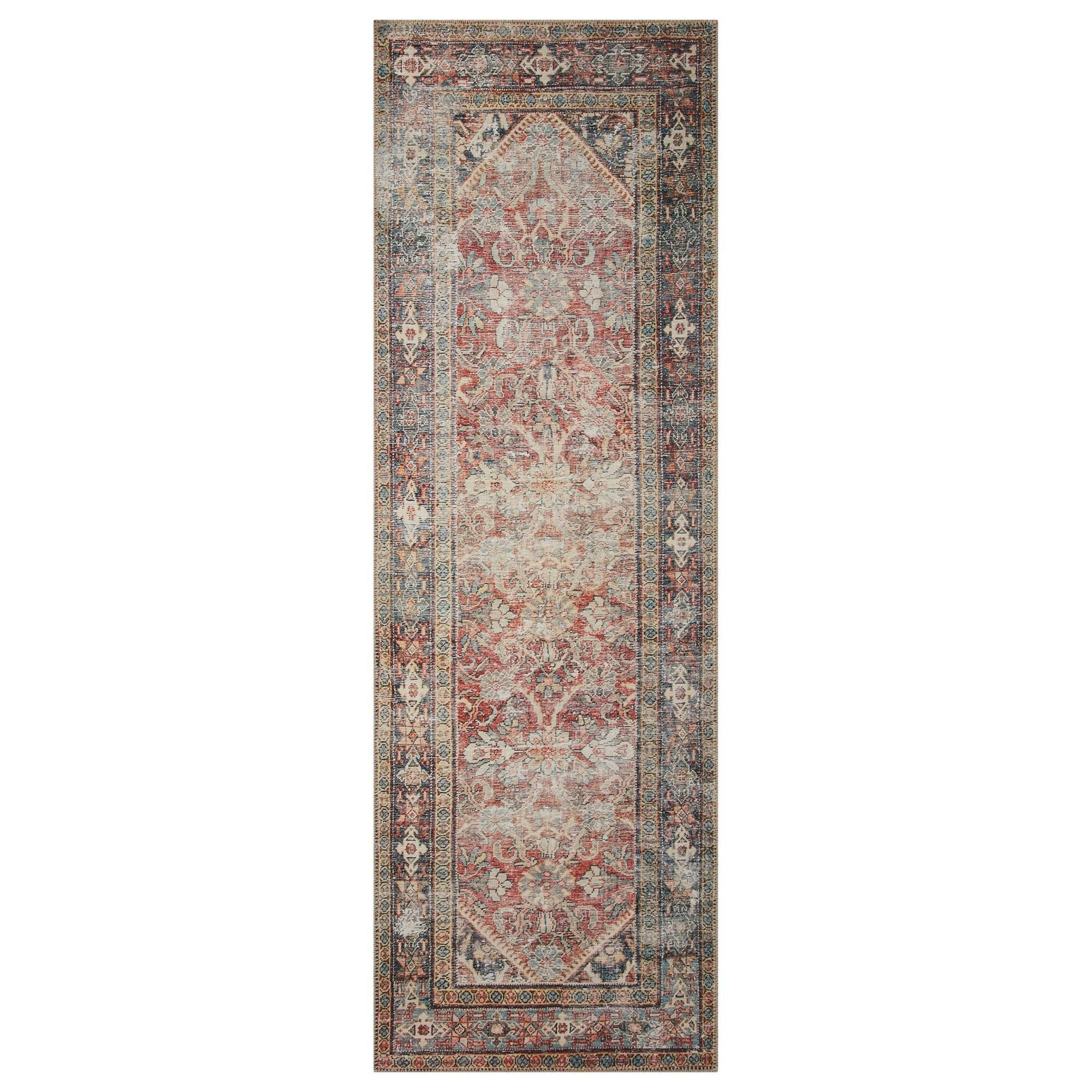 Amber Lewis x Loloi Georgie 2'6" x 9'6" Red and Navy Runner