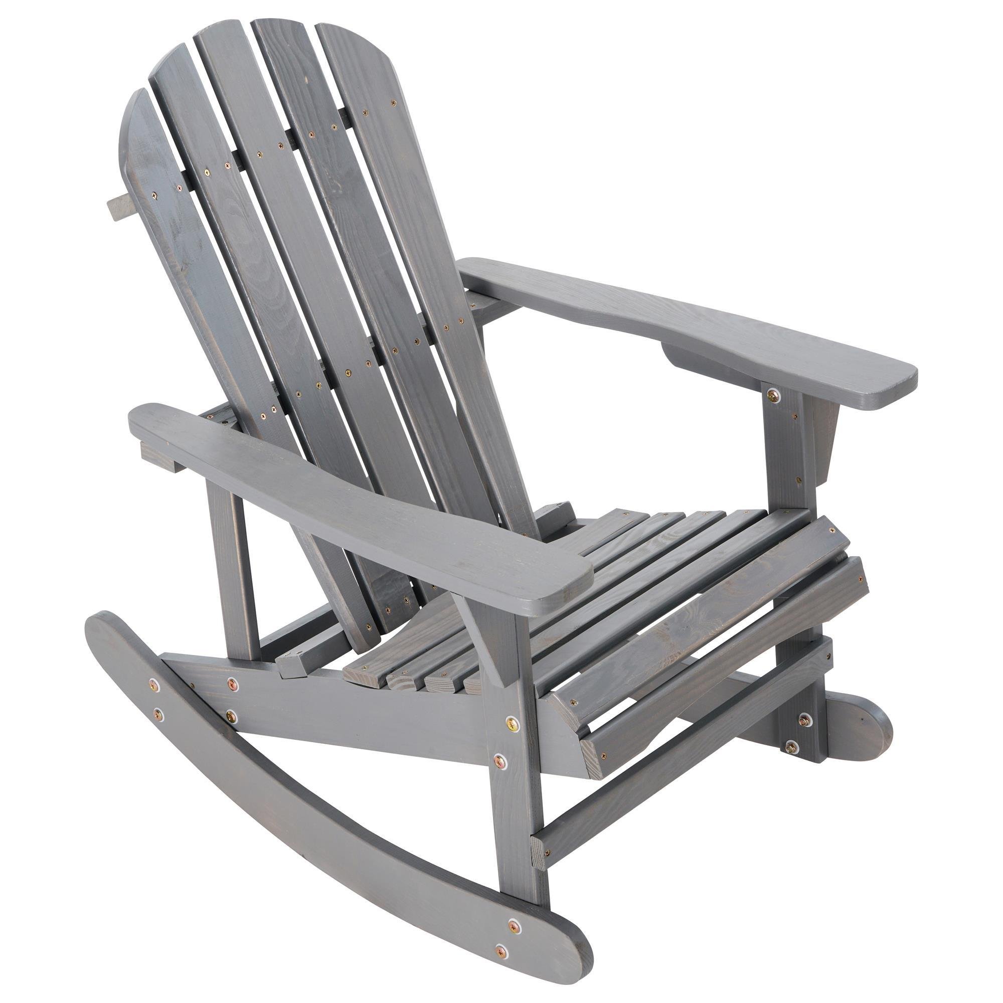 Hearth and Haven Birdie Patio Rocking Adirondack Chair in Gray | NFM