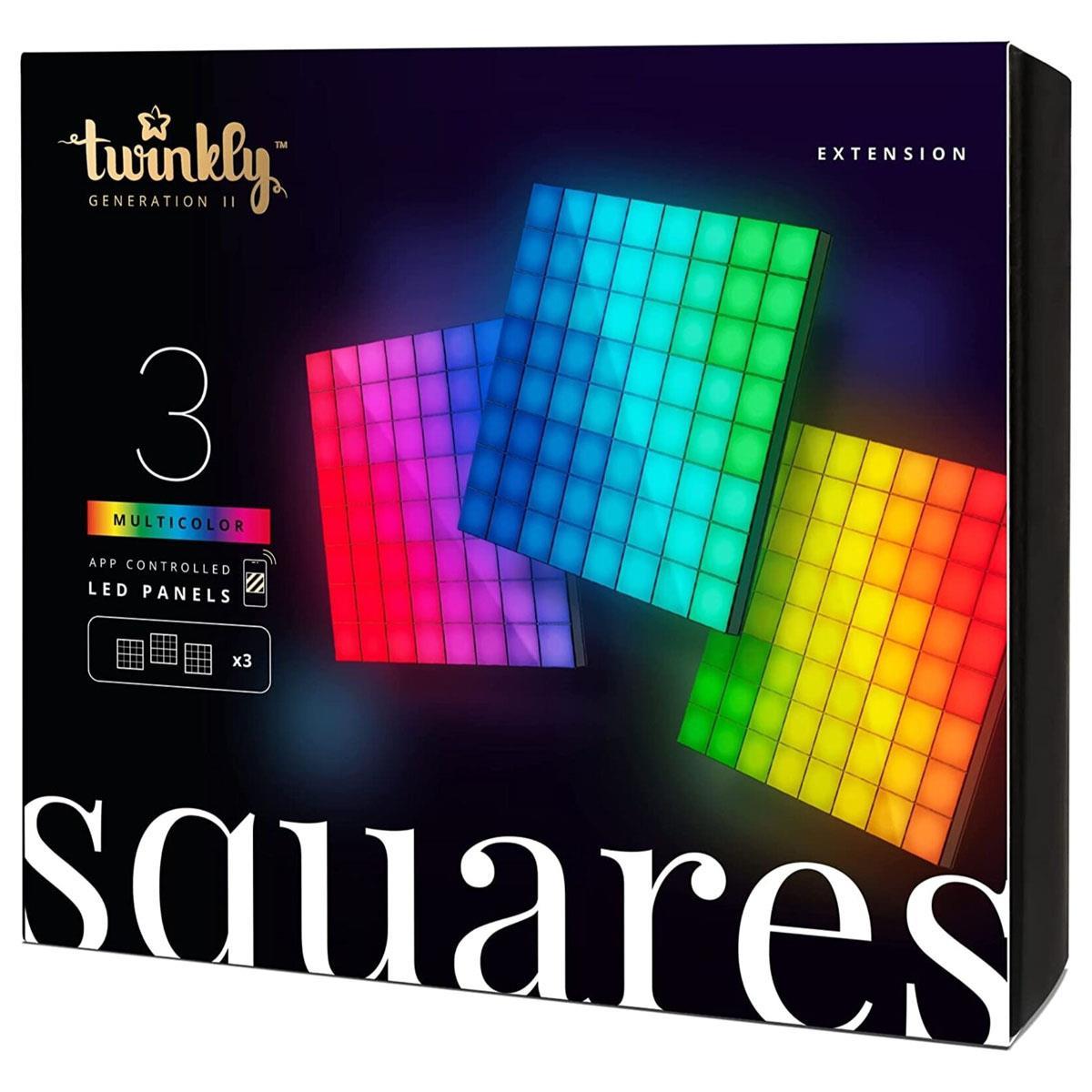 Twinkly 3 Square Blocks extension, 64 RGB Pixels, 8x8 in., Black, IP20