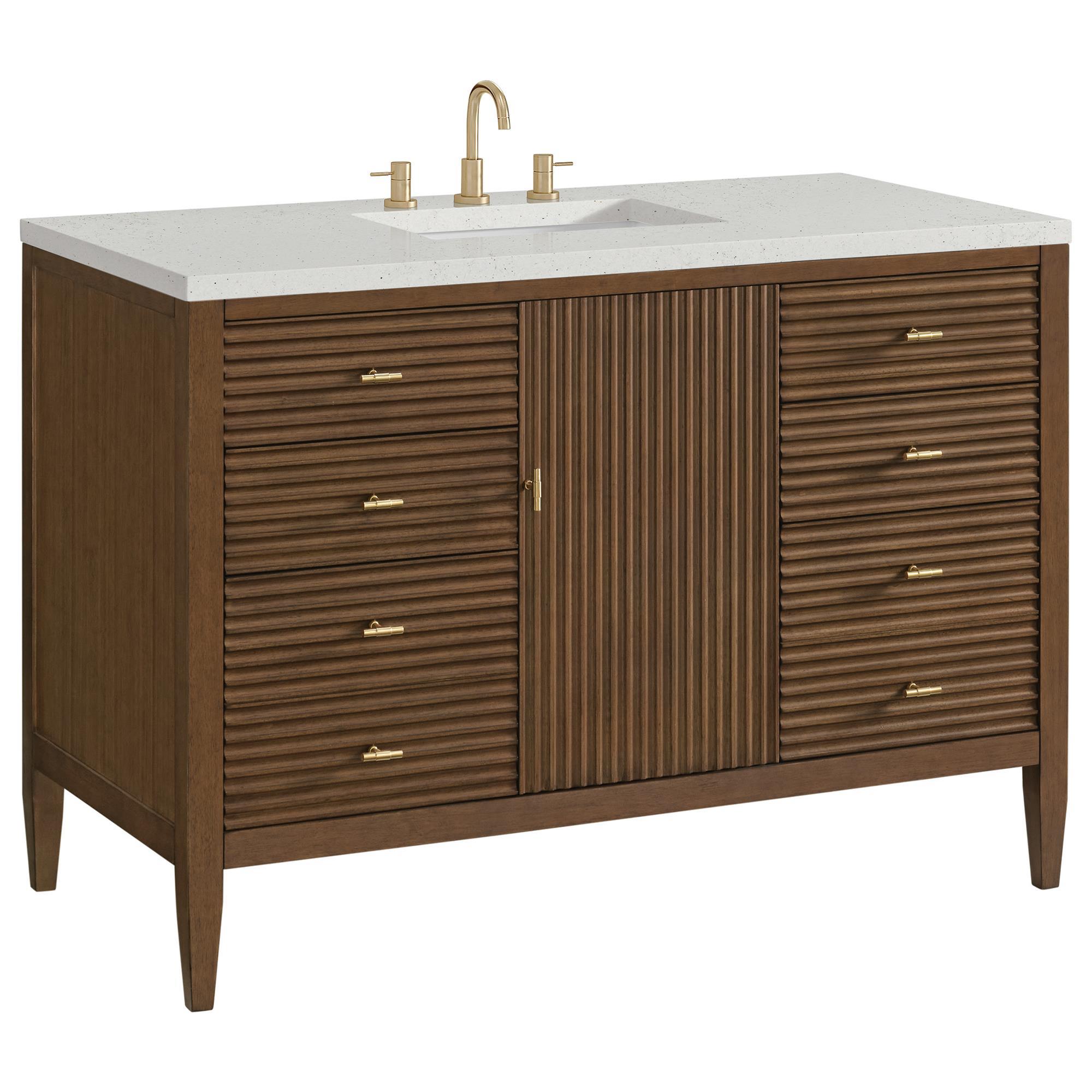 James Martin Vanities Myrrin 48" Vanity in Mid Century Walnut with 3 cm ...