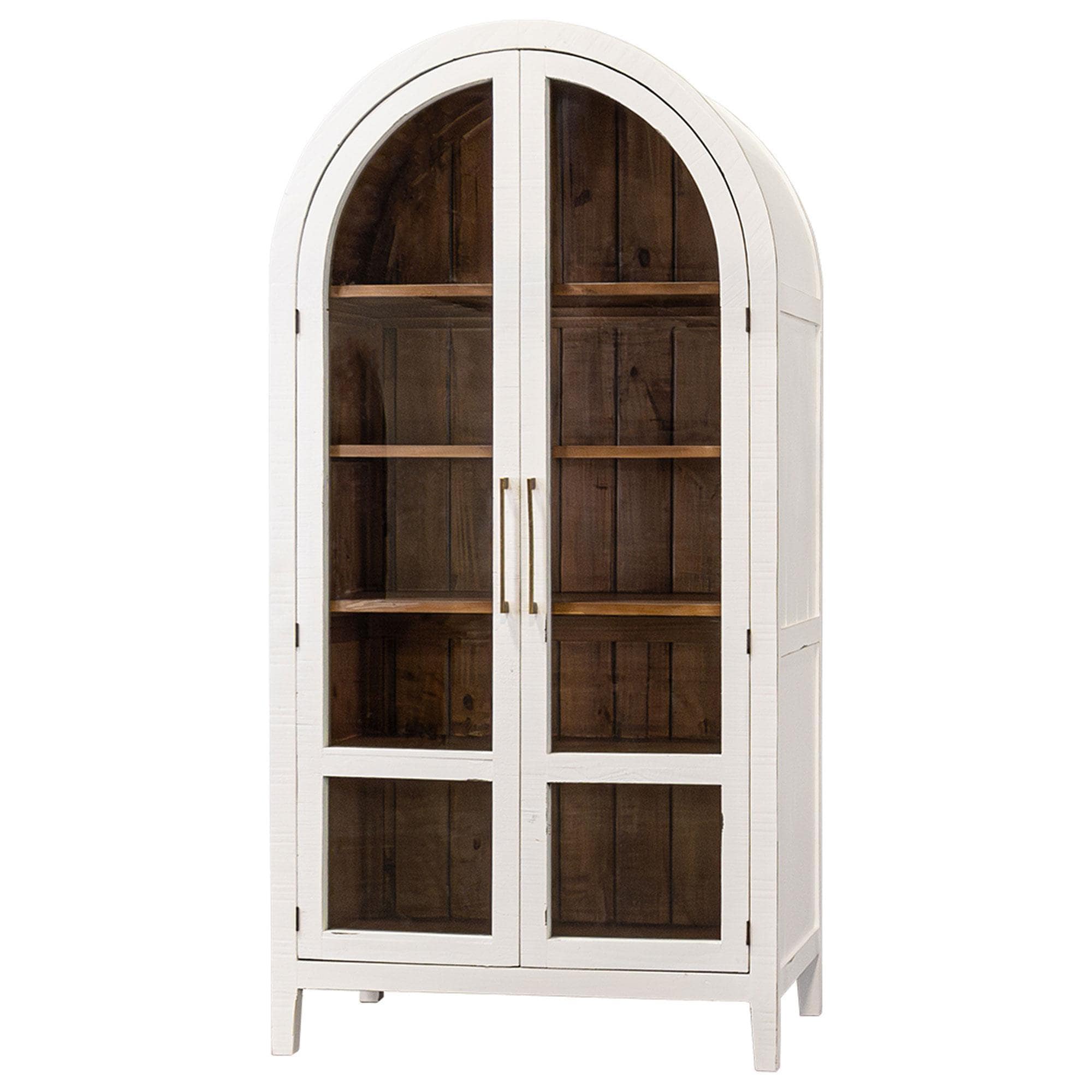 Ardent Home Julia 2-Door Display Cabinet in Rubbed White and Caramel