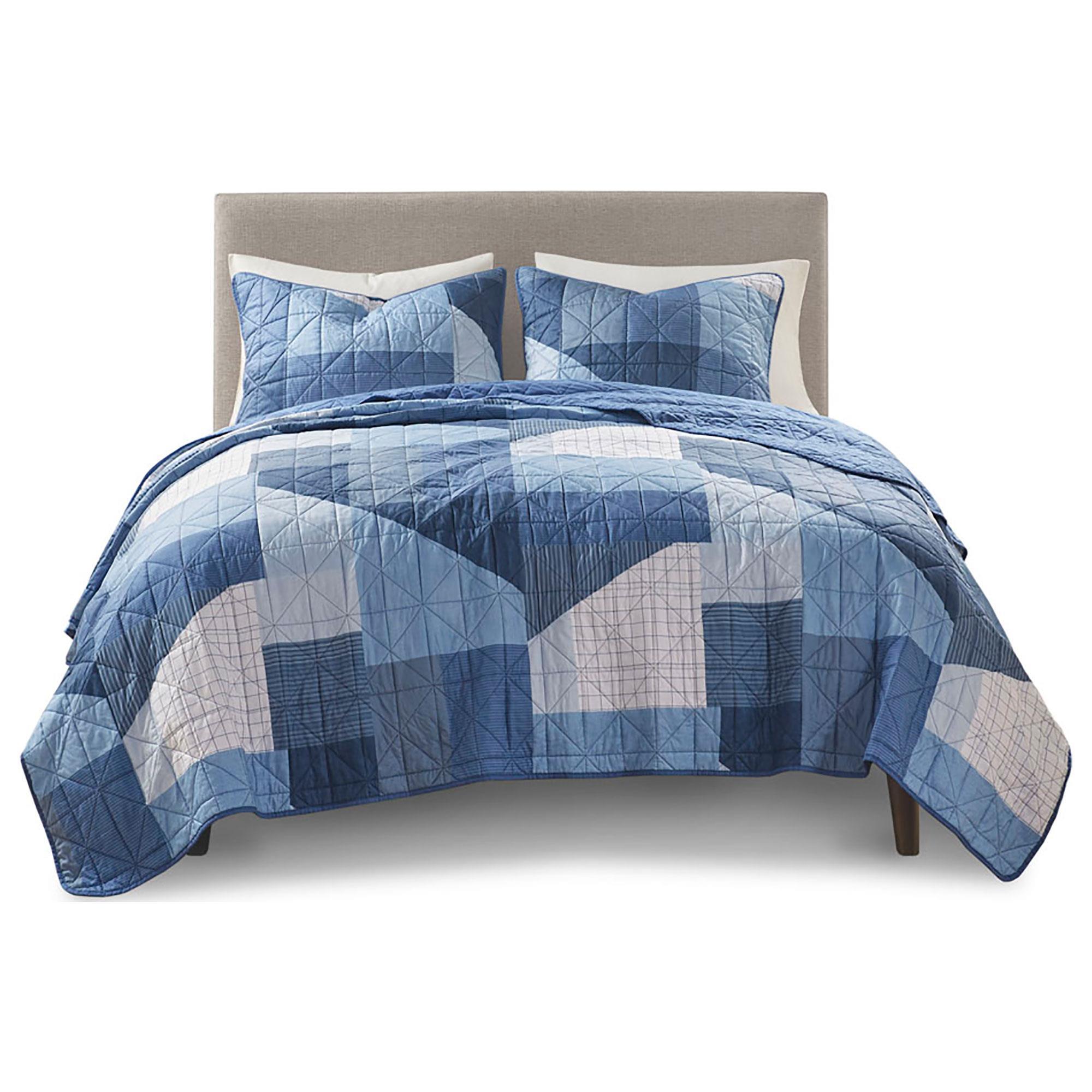 Hampton Park Skyler 3-Piece Full/Queen Reversible Quilt Set in Blue | NFM