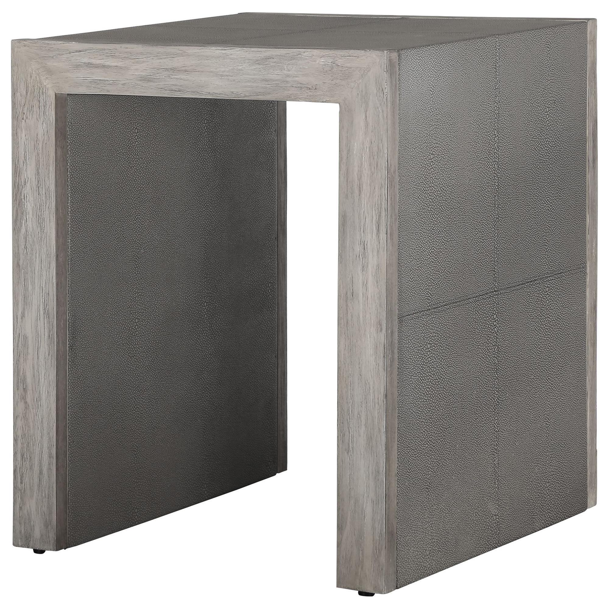 Uttermost Aerina End Table in Aged White and Distressed Gray
