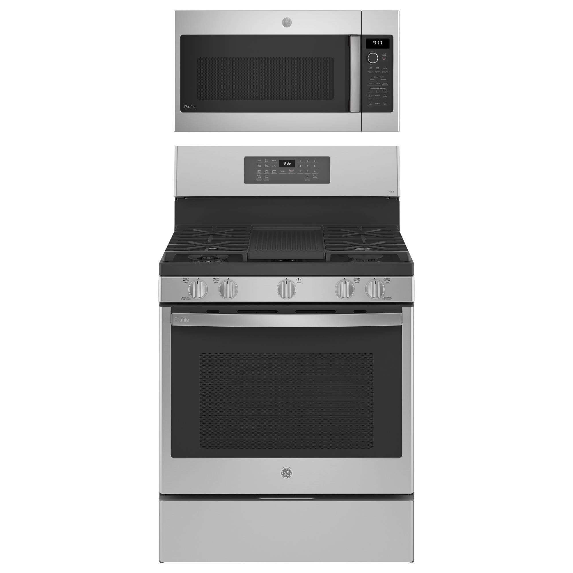 GE Profile 2-Piece Kitchen Package with 5.6 Cu. Ft. Smart Free-Standing ...